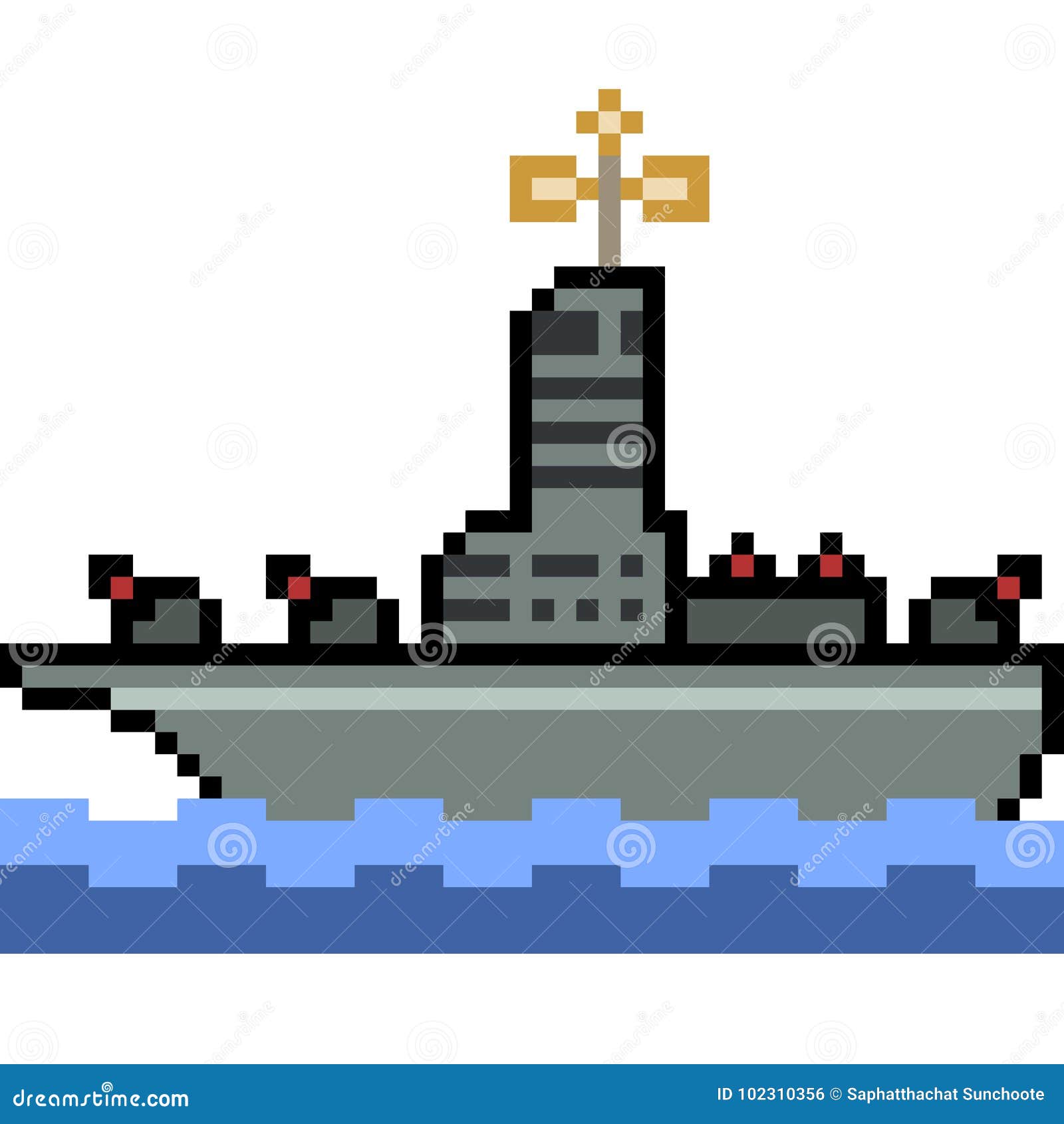 Vector pixel art warship stock vector. Illustration of missile - 102310356