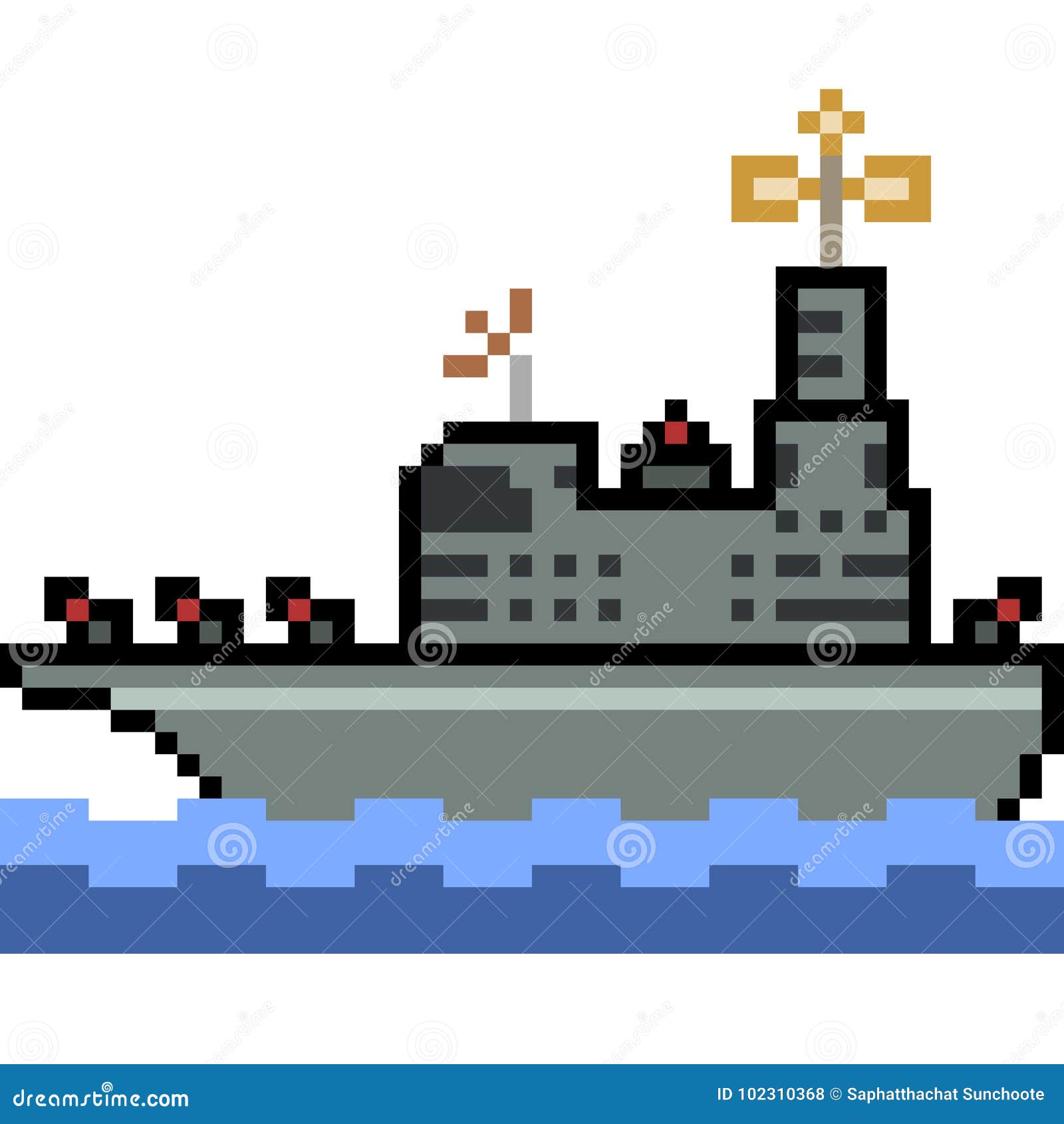 Vector pixel art warship stock vector. Illustration of ship - 102310368