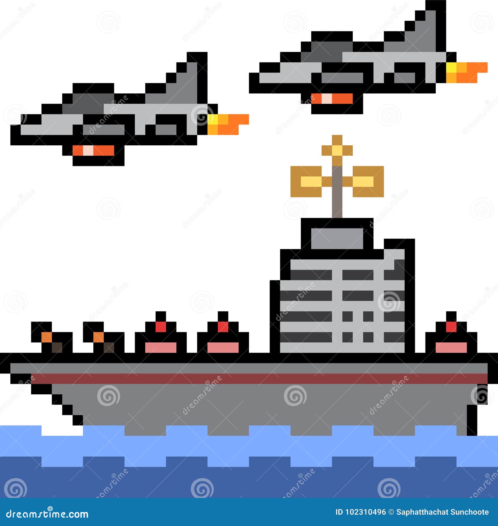 Vector pixel art warship stock vector. Illustration of pixel - 102310496