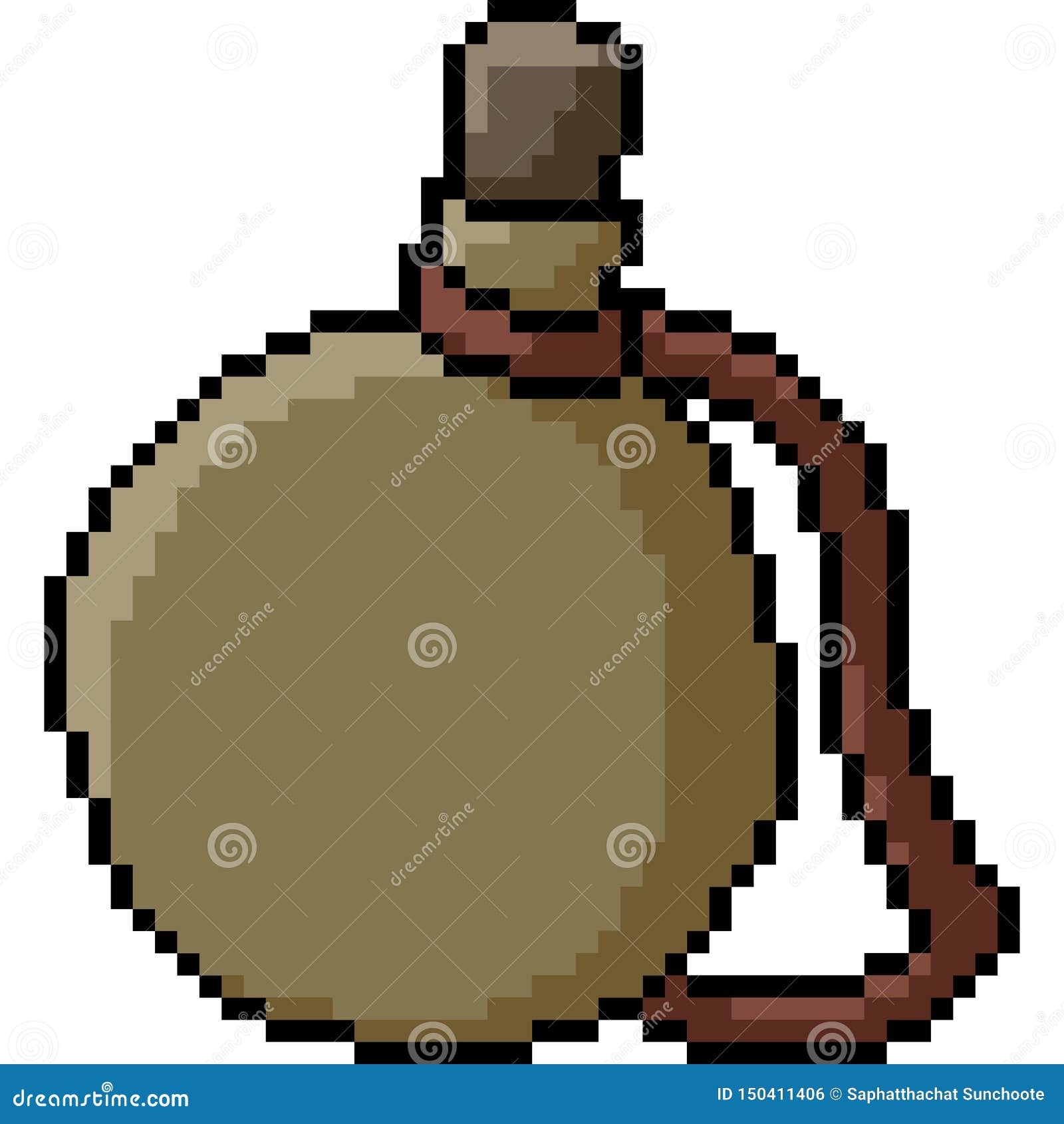 Vector Pixel Art Water Flask Stock Vector - Illustration of bottle ...