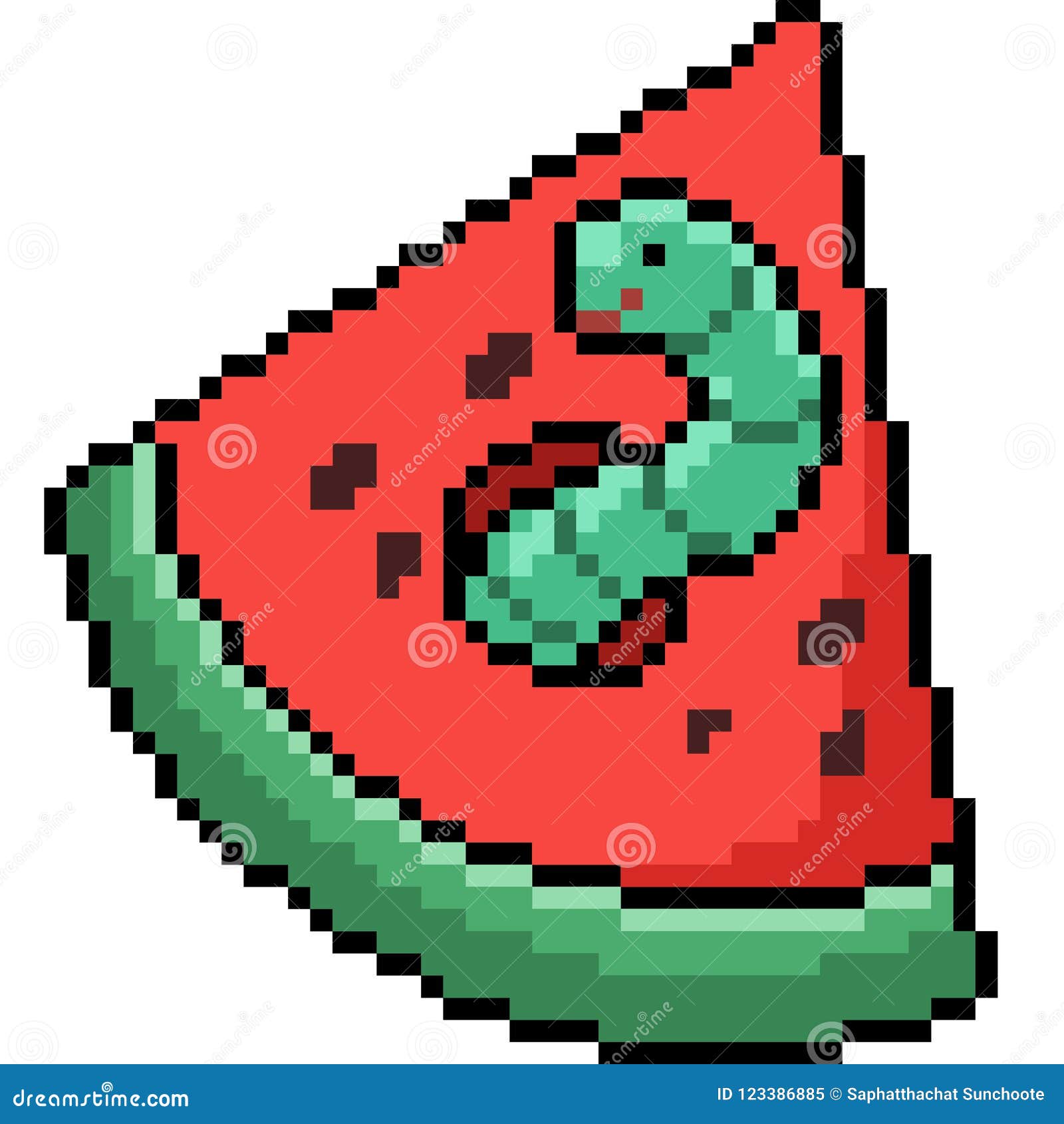 Vector Pixel Art Watermelon Worm Stock Vector - Illustration of green ...