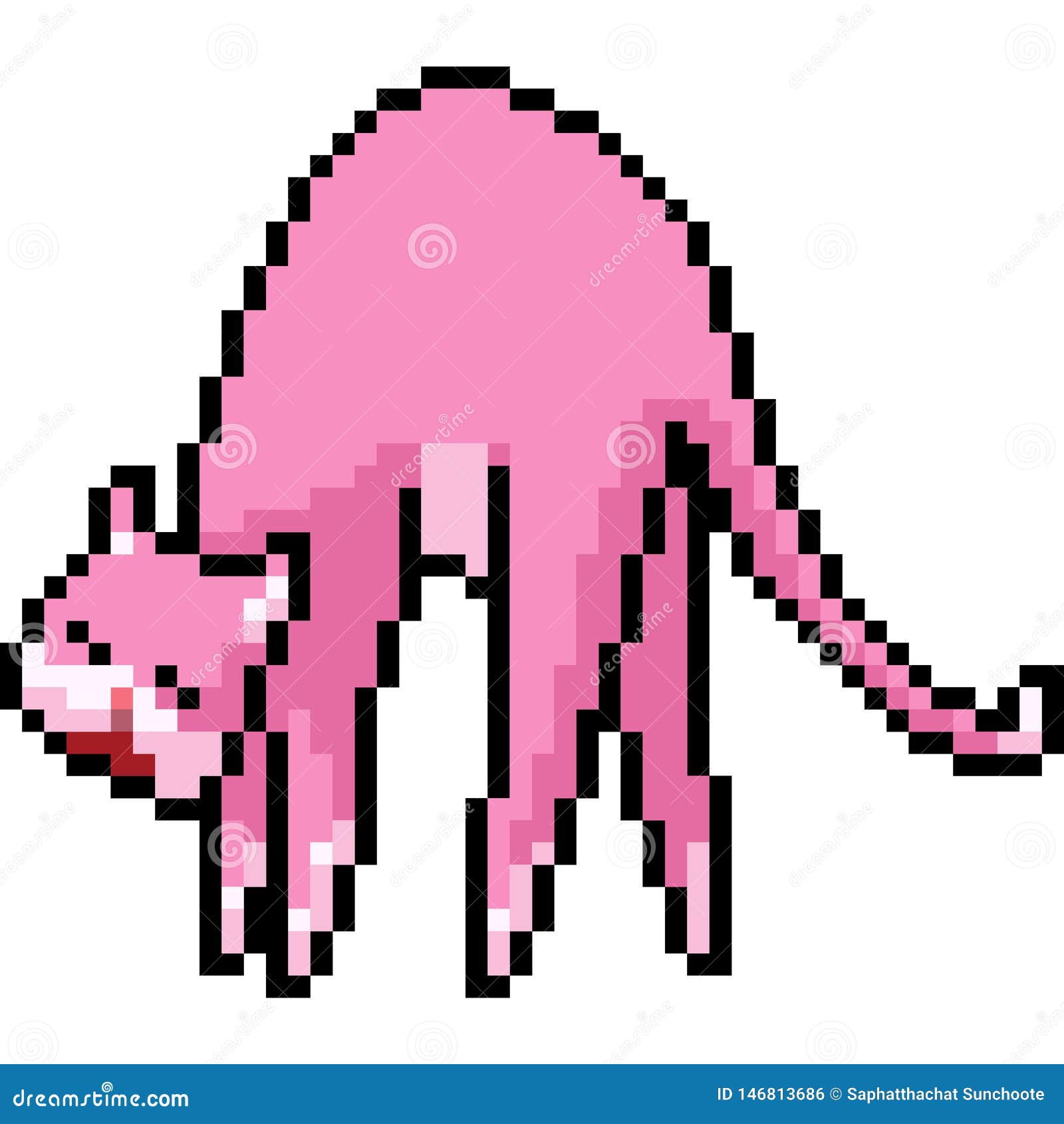 Vector pixel art weird cat stock vector. Illustration of white - 146813686