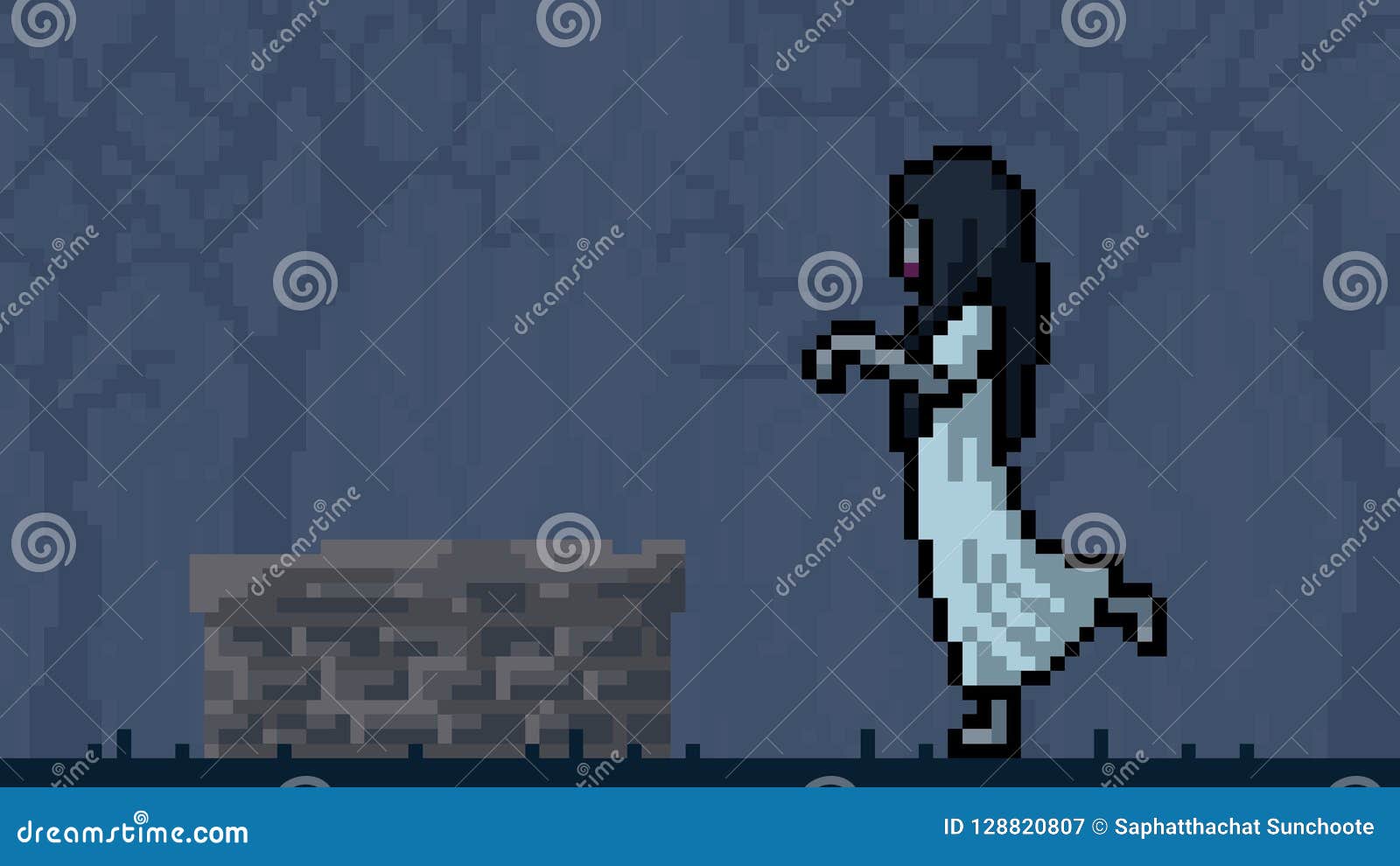 Vector Pixel Art White Lady Stock Vector - Illustration of woman, asian ...