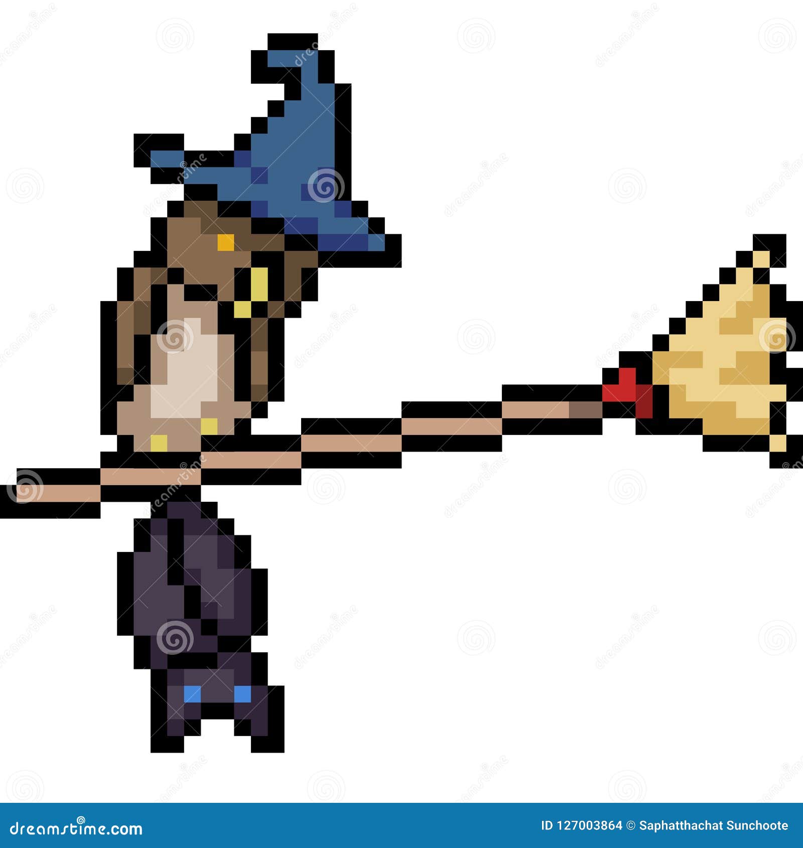 Vector Pixel Art Witch Broom Stock Vector - Illustration of fantasy ...