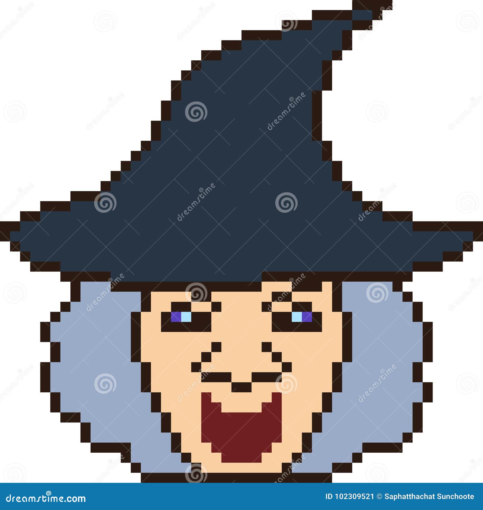 Vector Pixel Art Witch Head Stock Vector - Illustration of hair, witch ...