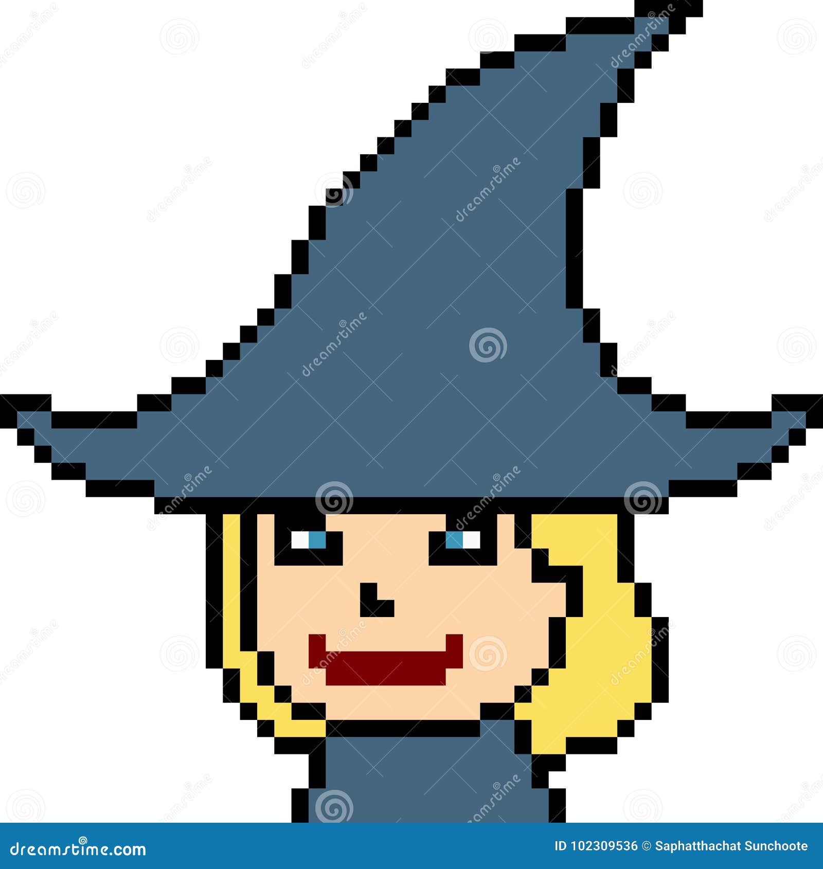 Vector Pixel Art Witch Head Stock Vector - Illustration of costume ...