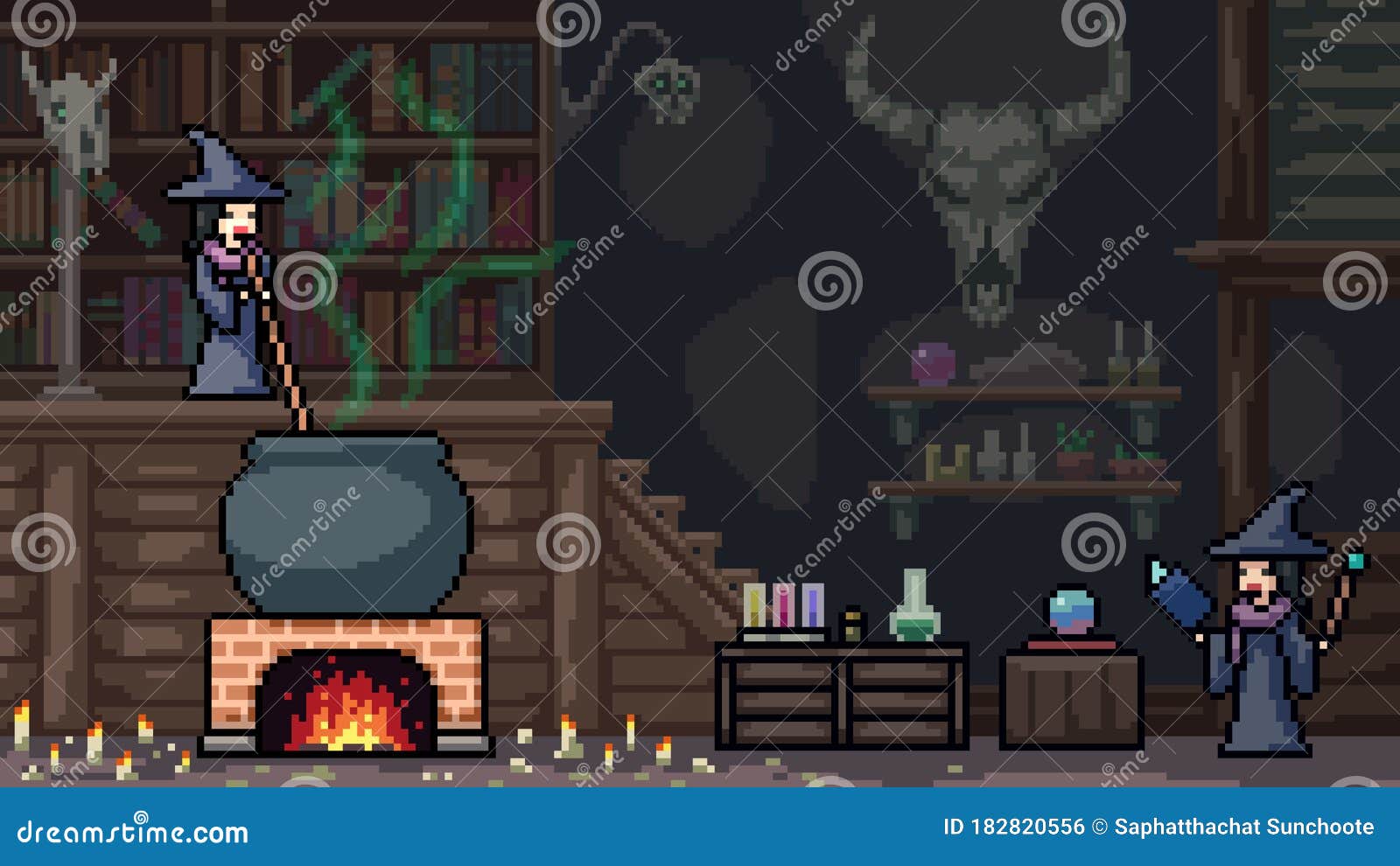 Vector Pixel Art Witchcraft Ritual Stock Vector - Illustration of wood, vector: 182820556