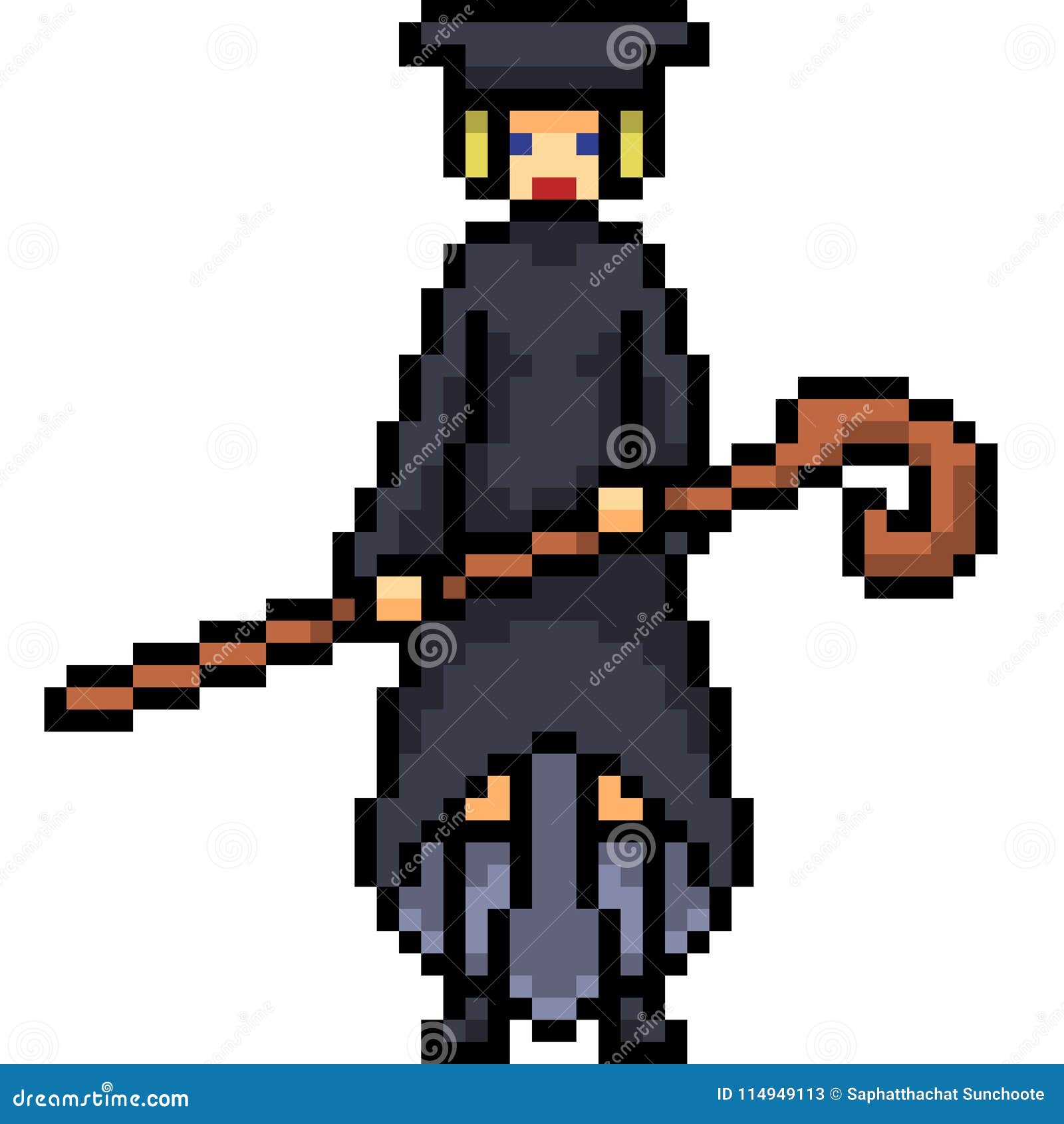 Vector pixel art wizard stock vector. Illustration of cosplay - 114949113