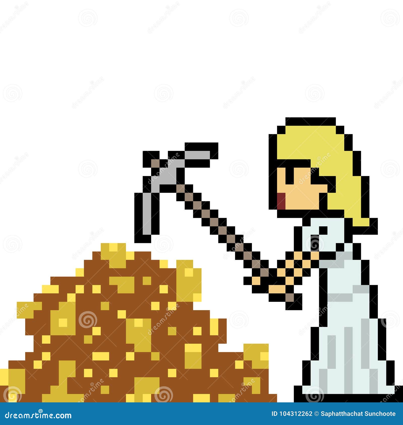 Vector Pixel Art Woman Gold Digger Stock Vector - Illustration of woman ...