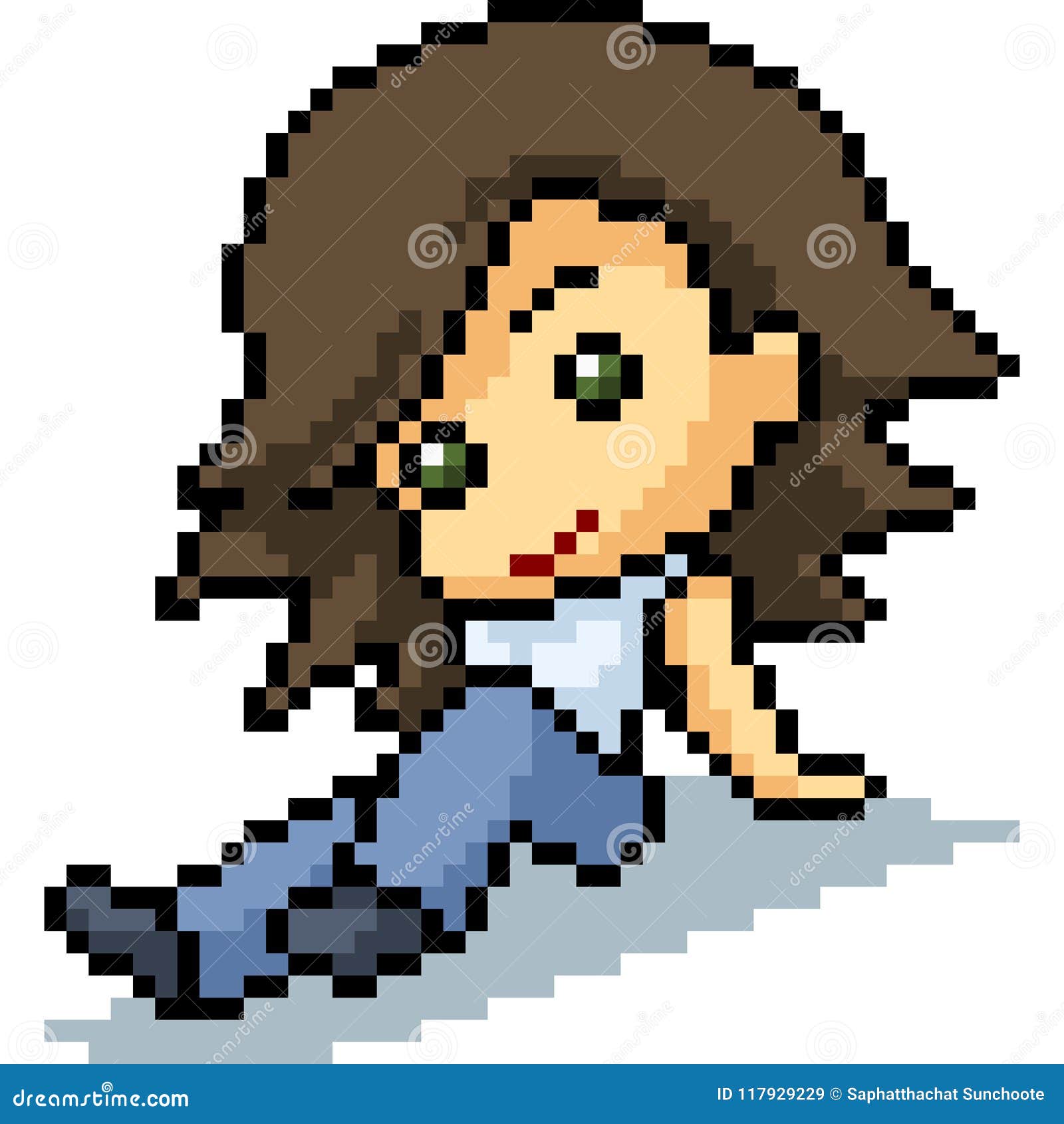 Vector Pixel Art Woman Pose Stock Vector - Illustration of cute, head ...