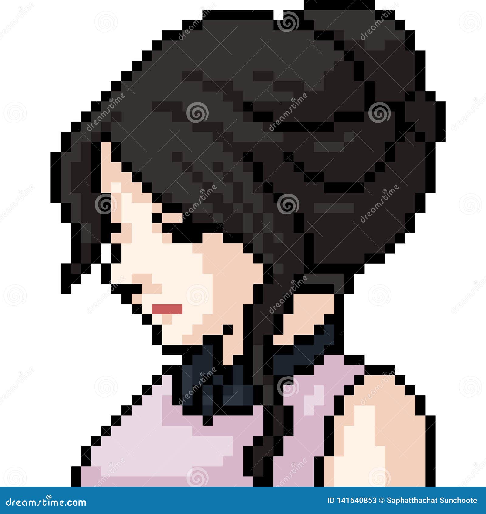 Vector Pixel Art Woman Protrait Stock Vector - Illustration of isolated ...
