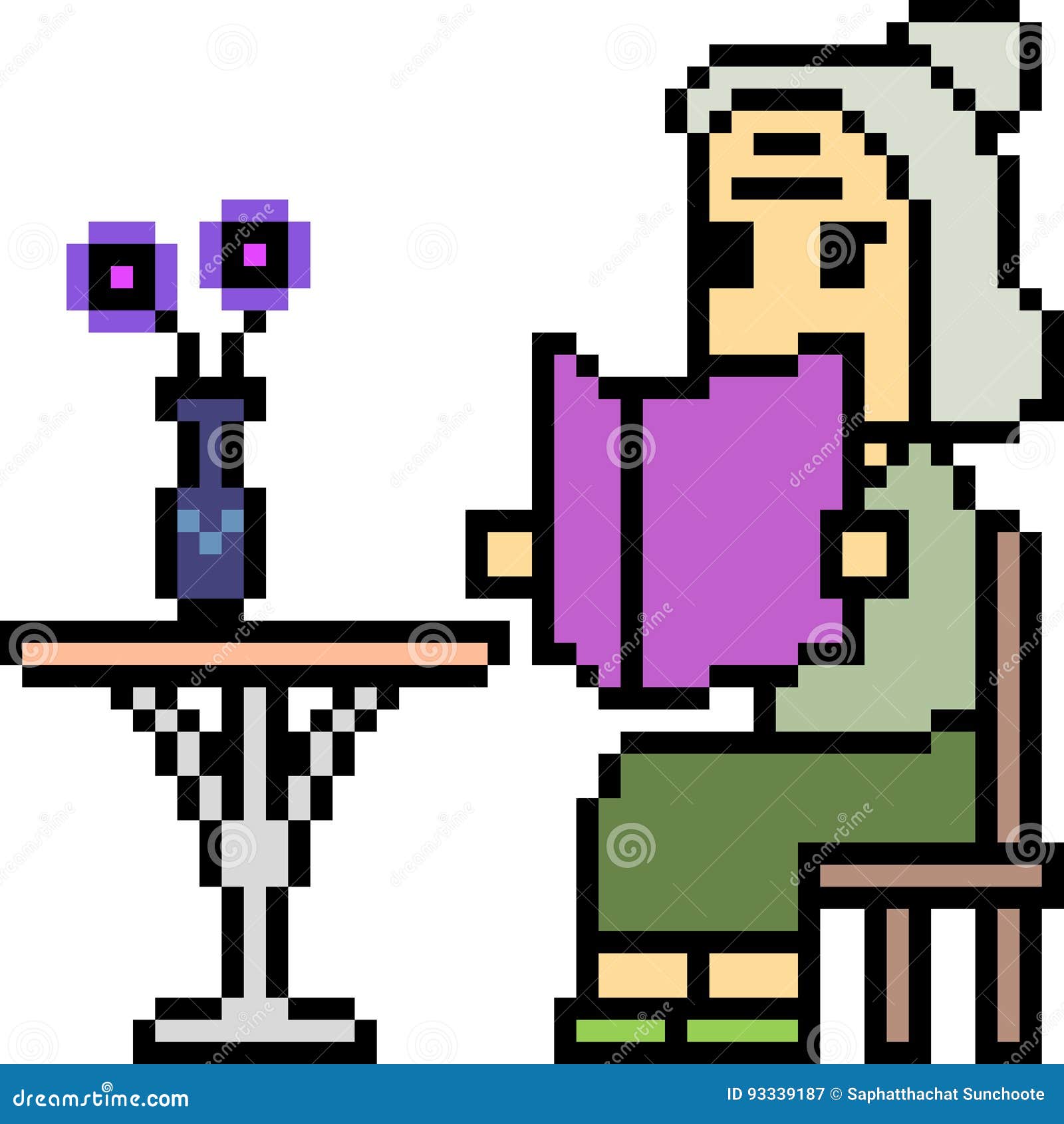 Vector Pixel Art Woman Read Book Stock Vector - Illustration of graphic ...