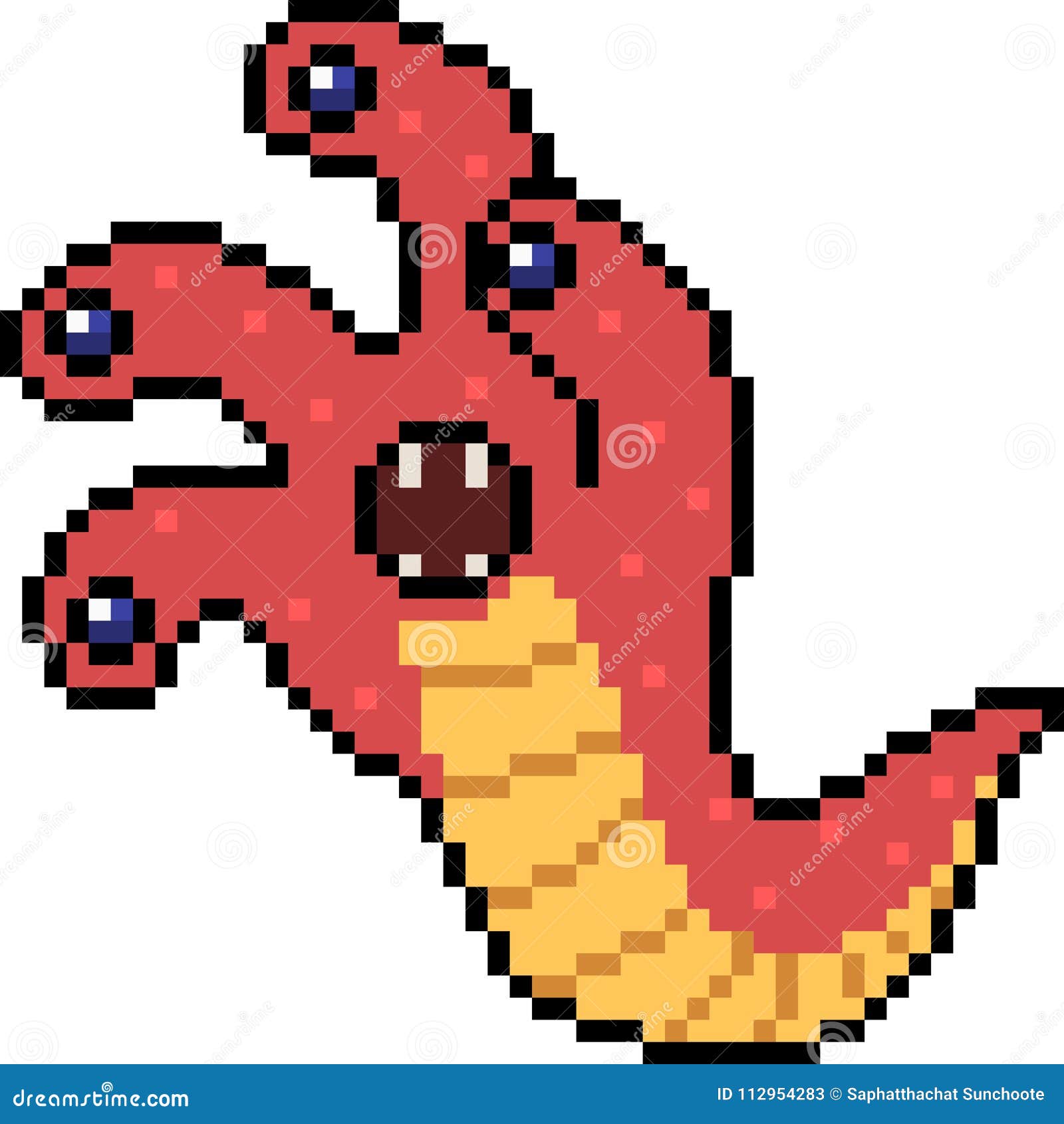 Vector Pixel Art Worm Monster Stock Vector - Illustration of cute ...