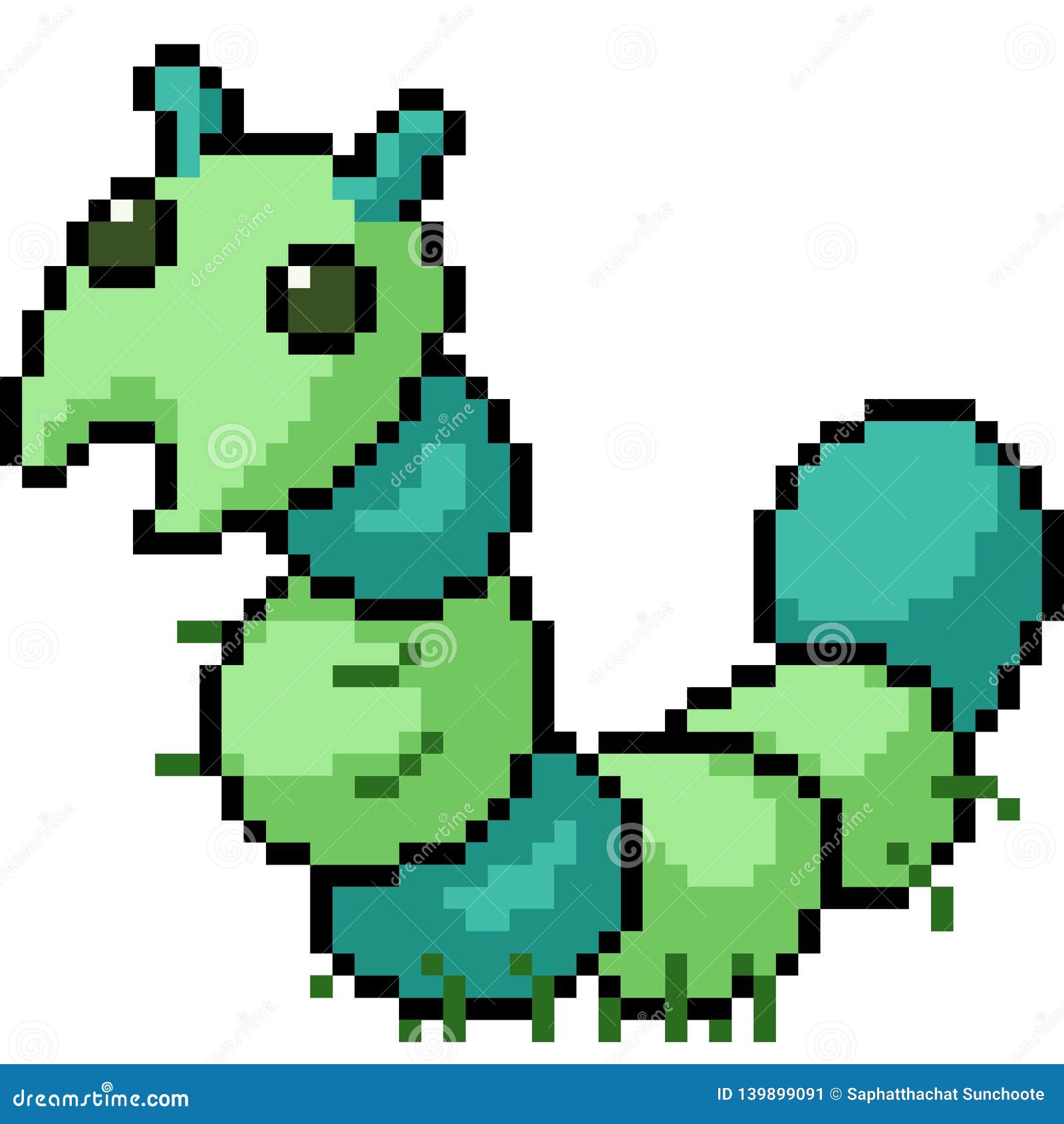 Vector Pixel Art Worm Monster Stock Vector - Illustration of green ...
