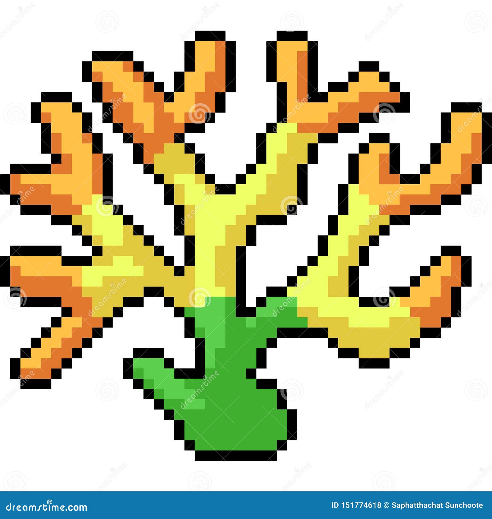 Vector Pixel Art Yellow Coral Stock Vector - Illustration of icon ...