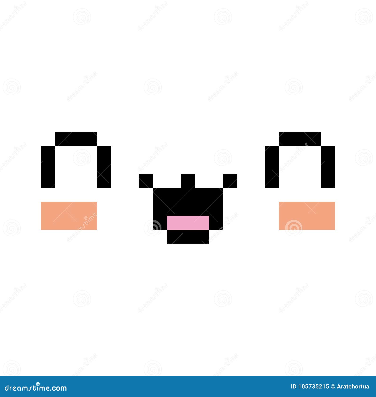 Pixel Cartoon Happy Face stock illustration. Illustration of funny ...