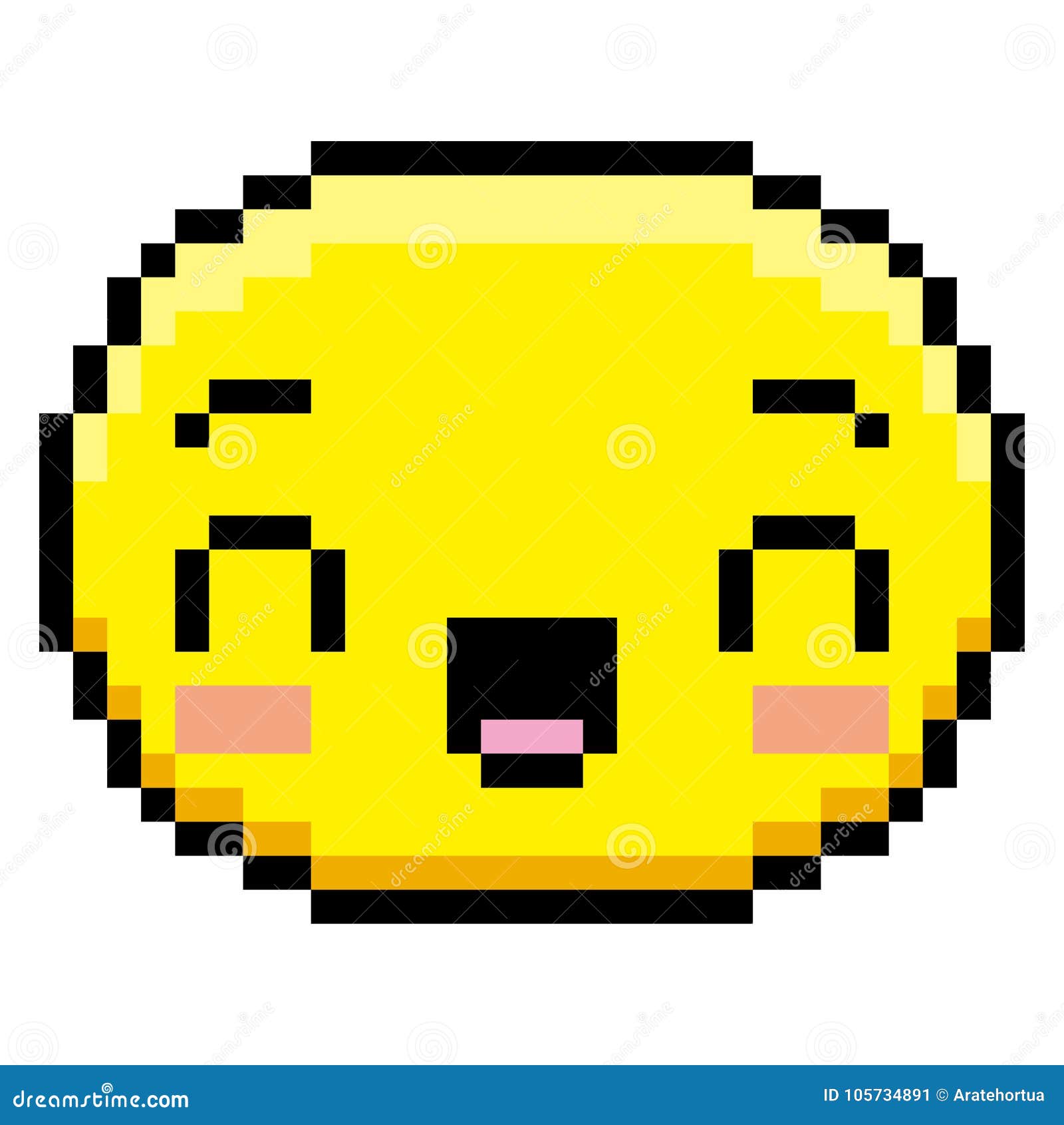Pixel Cartoon Happy Face stock illustration. Illustration of emoticon ...
