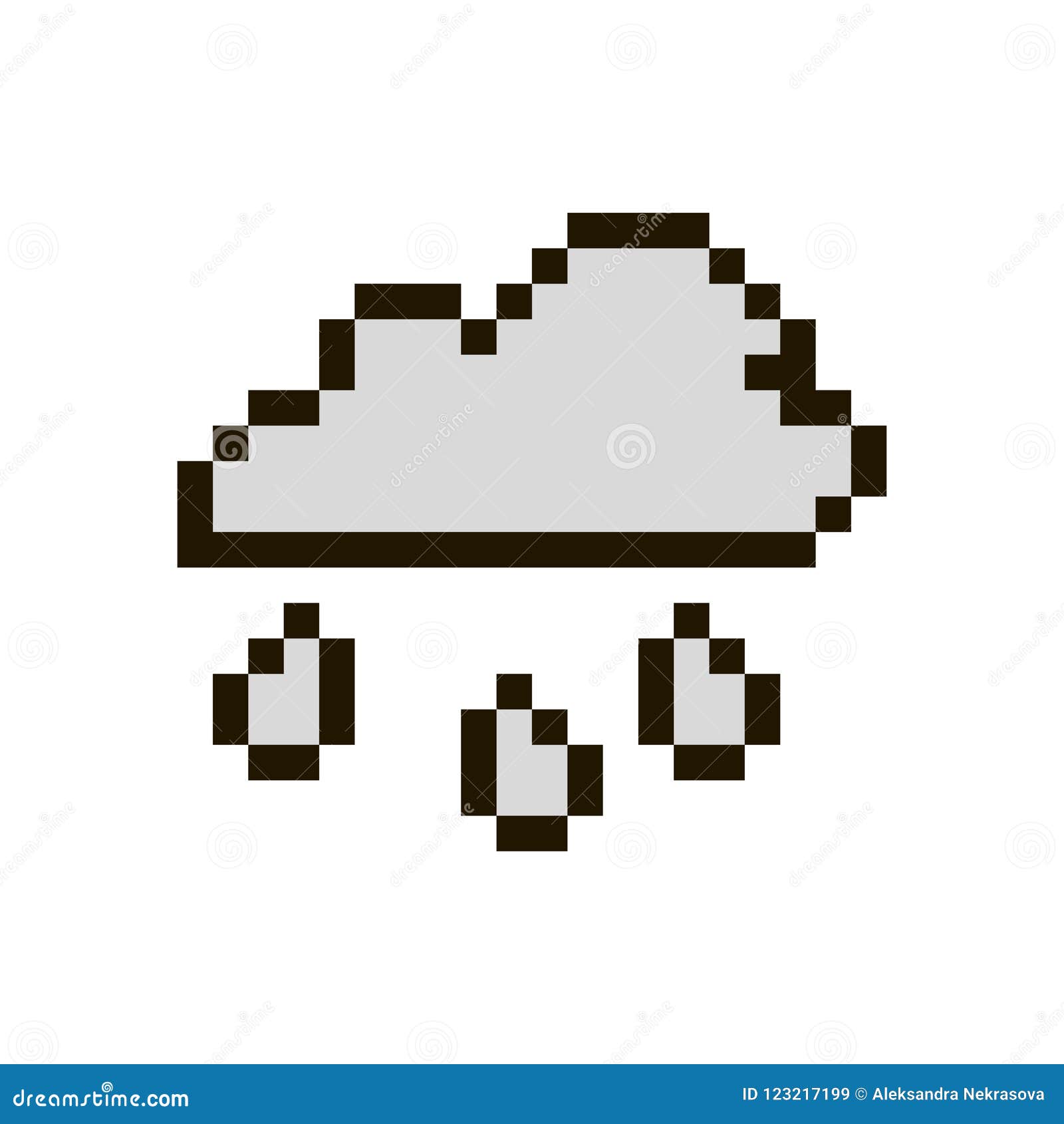 Vector Pixel Cloud with Rain Stock Vector - Illustration of isolated ...