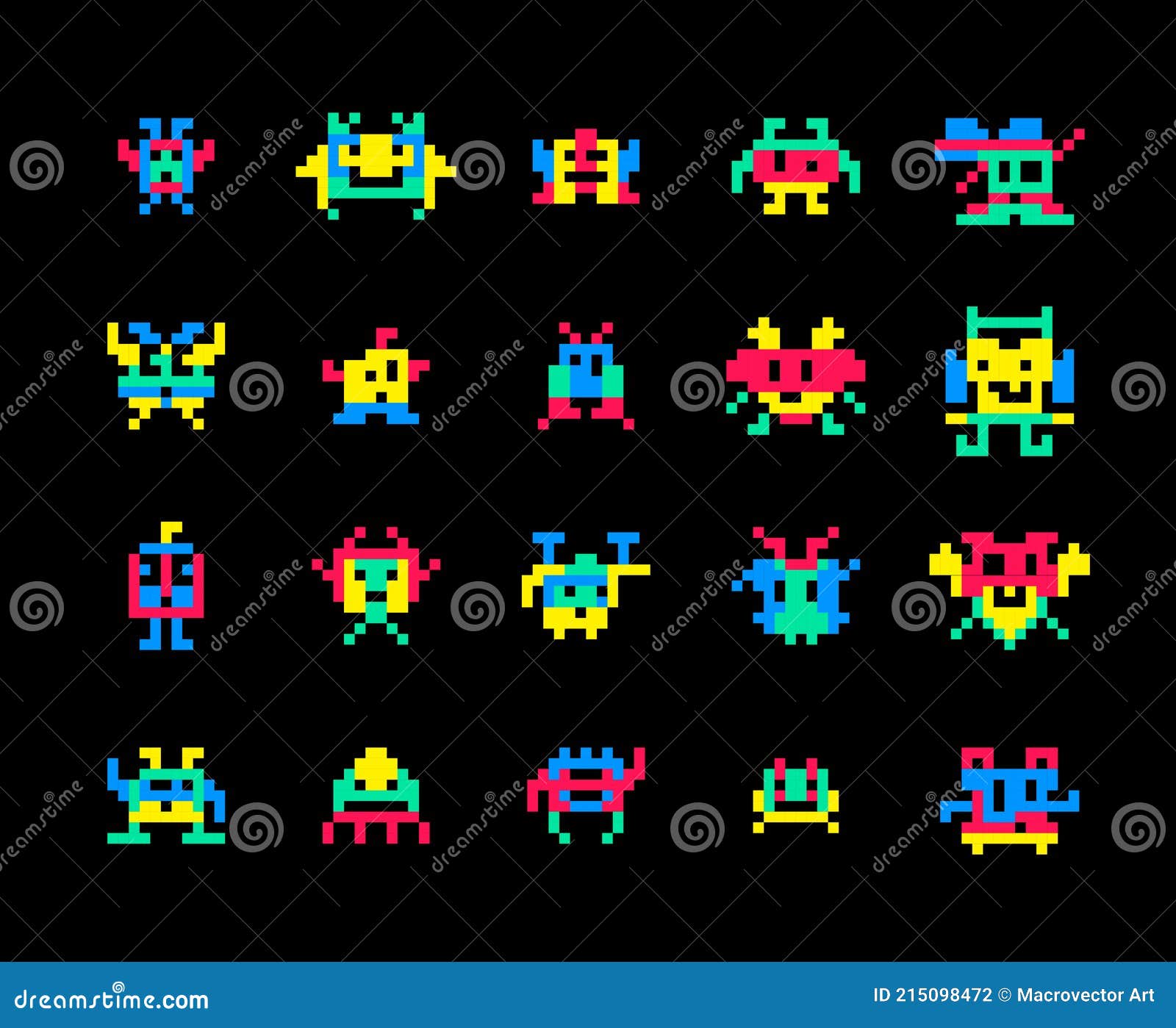 Vector Pixel Computer Game Invaders Vector Illustration Stock Vector ...