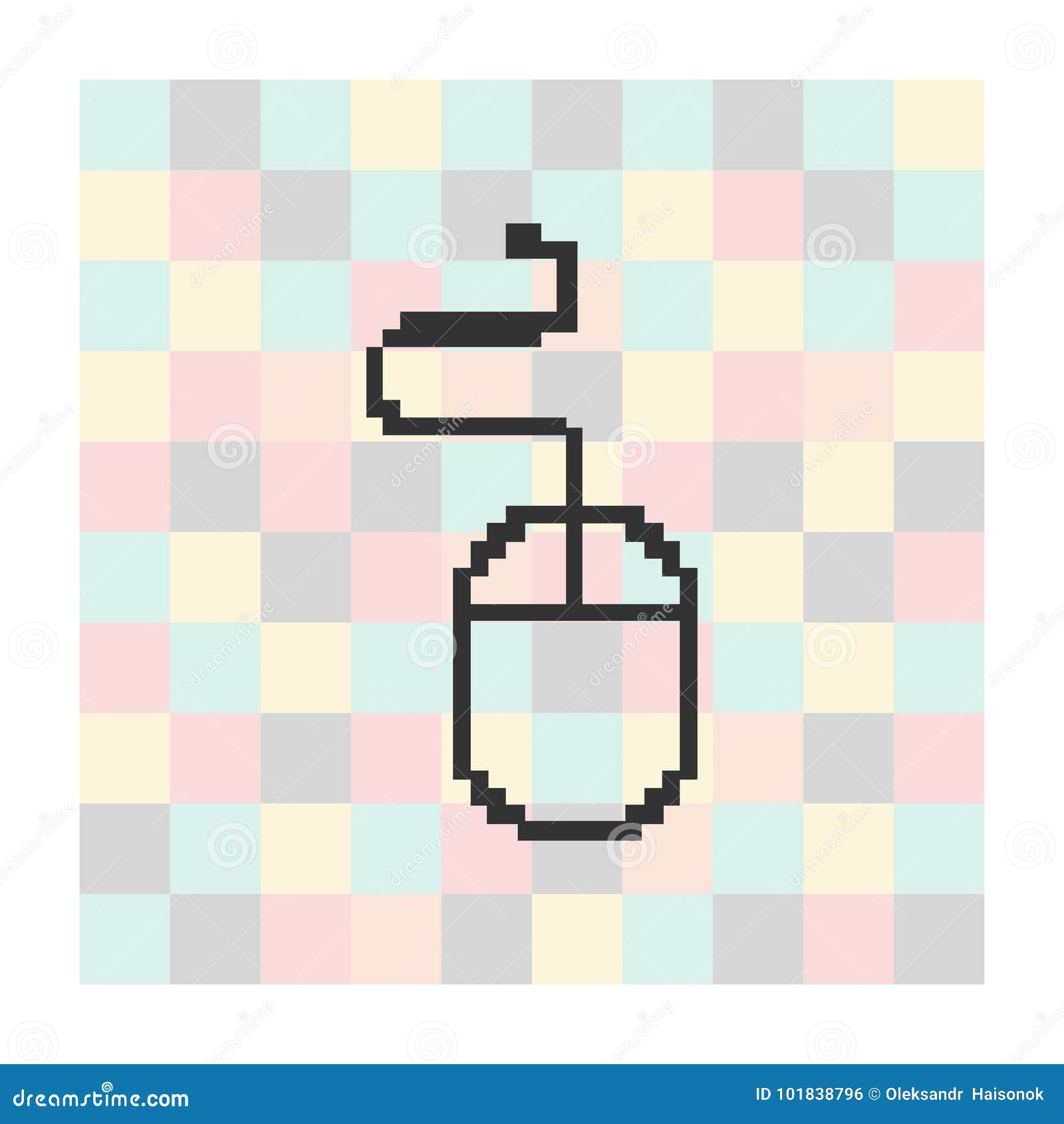 Vector Pixel Computer Mouse Icon on Square Background Stock Vector ...