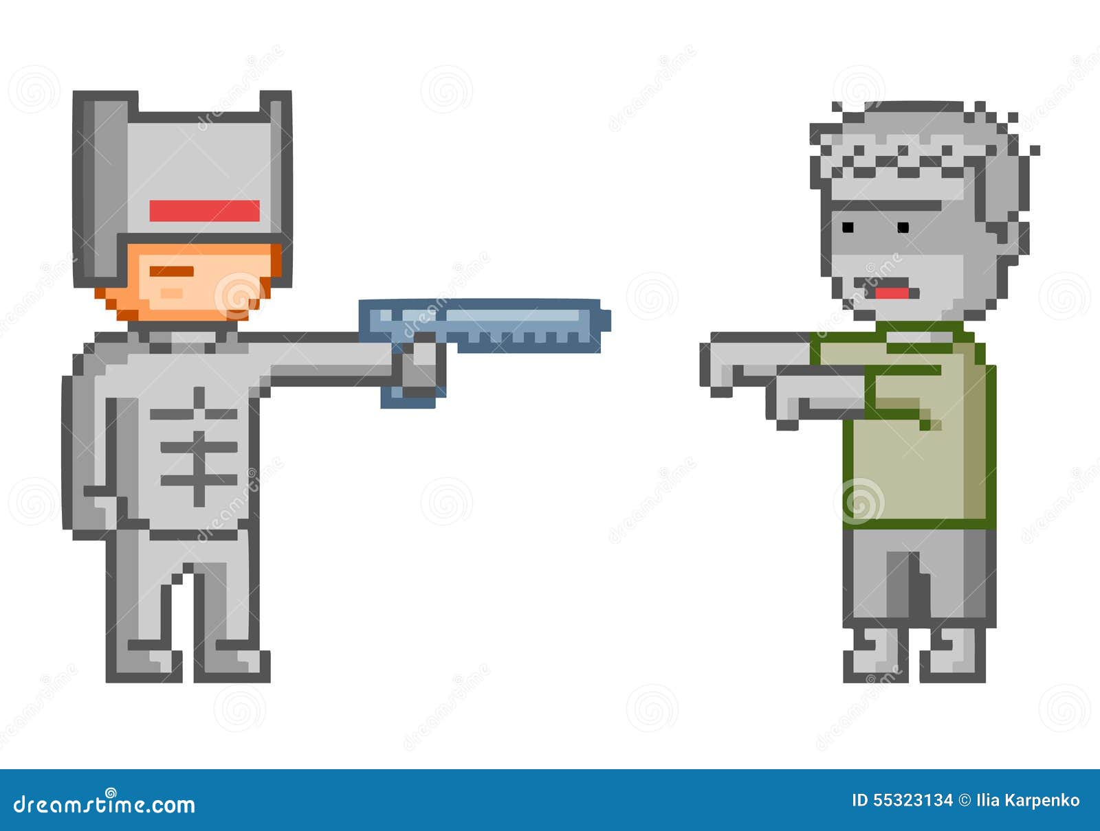 Vector Pixel Cyborg and Zombie for Game Stock Vector - Illustration of ...