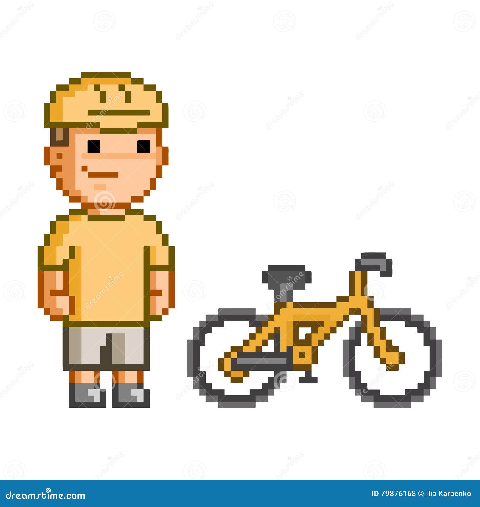 Vector Pixel Cyclist for Games Stock Illustration - Illustration of ...