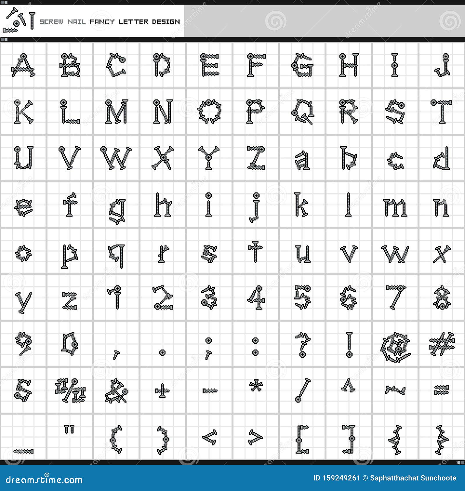 Vector Pixel Fancy Letter Nail Stock Illustration - Illustration of ...