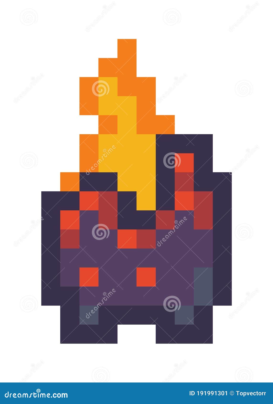 Vector Pixel Fireplace. Pixel Art Style 8-bit Stock Vector ...