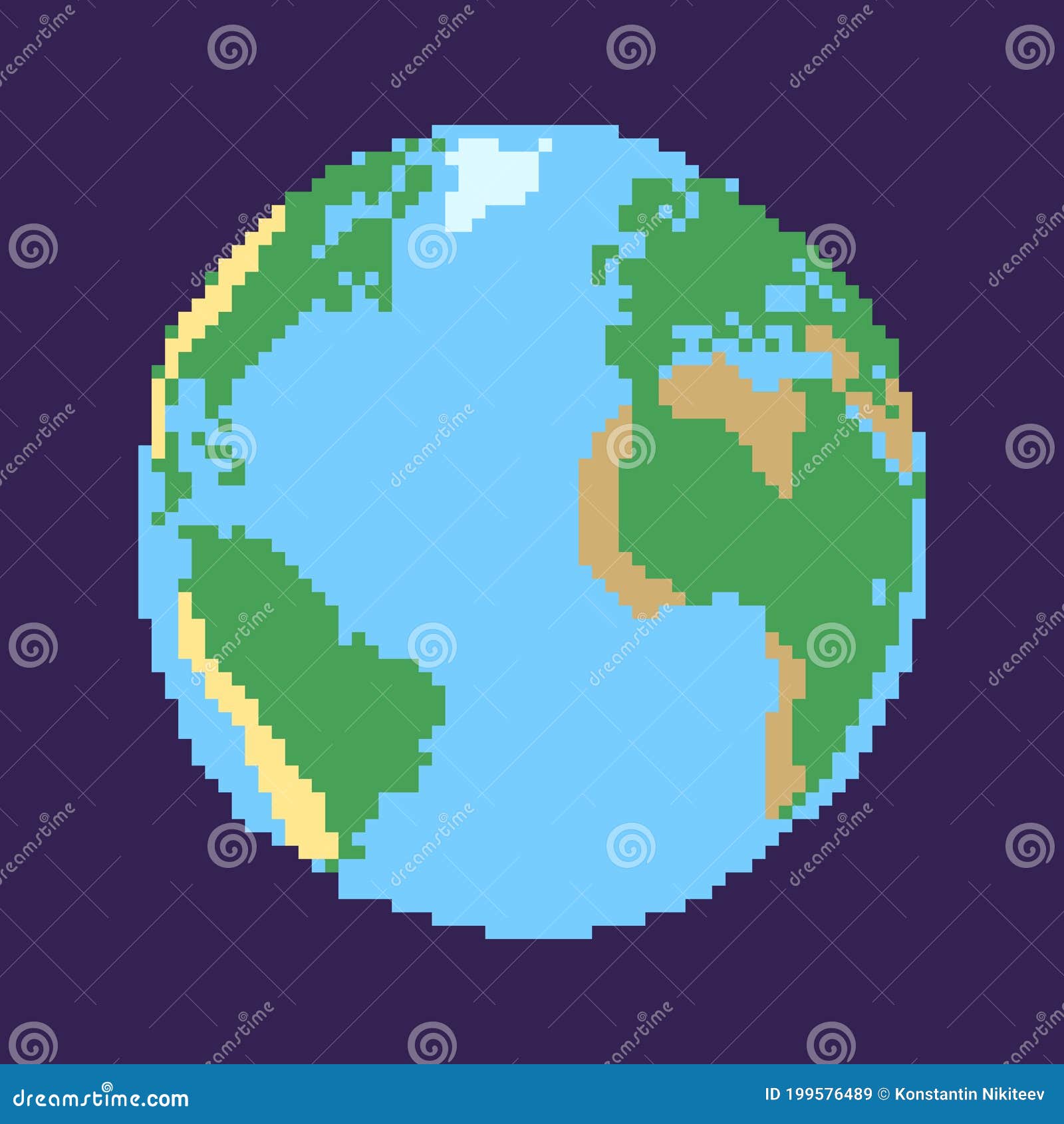 Pixel Art Globe With Vibrant Colors By Pixelplantmaster Stock ...