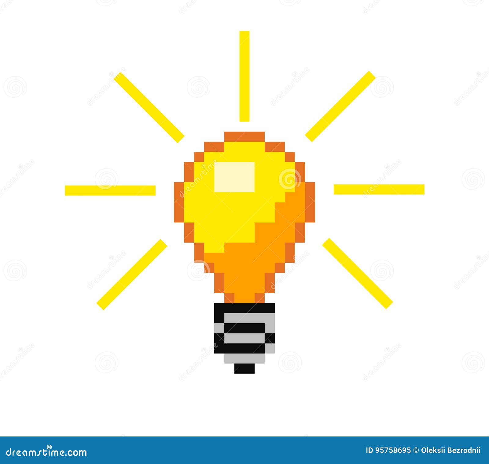 Pixel Art Light Bulb With Idea Word Cartoon Vector | CartoonDealer.com ...
