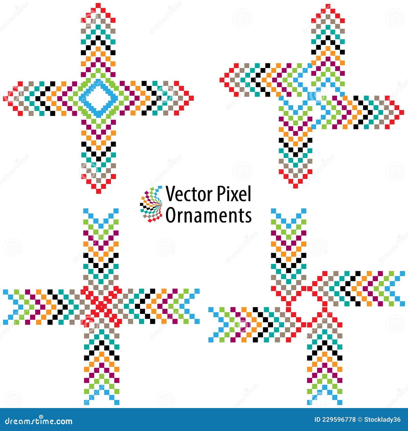 Vector Pixel Like Ornament Collection Stock Vector - Illustration of ...