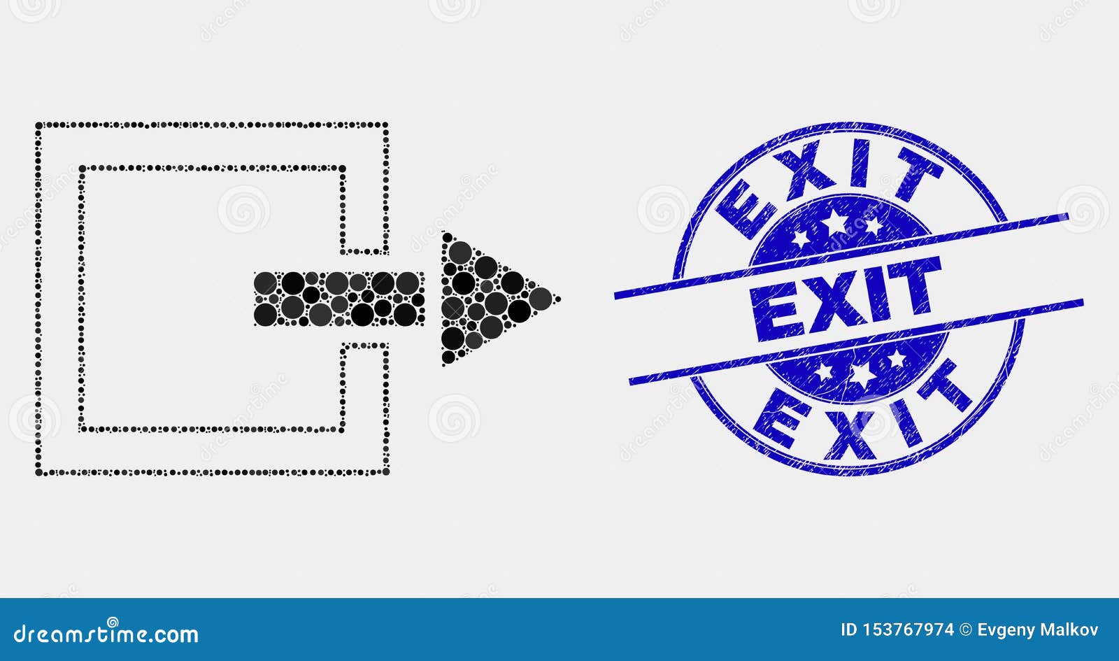Vector Pixel Log Out Icon and Grunge Exit Stamp Stock Vector ...