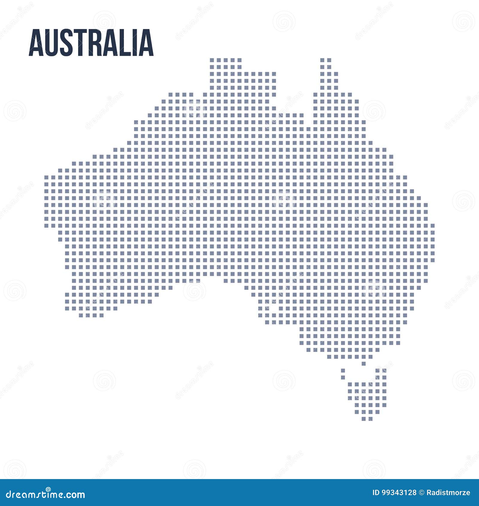 Pixel Map Of Australia. Vector Dotted Map Of Australia Isolated On ...