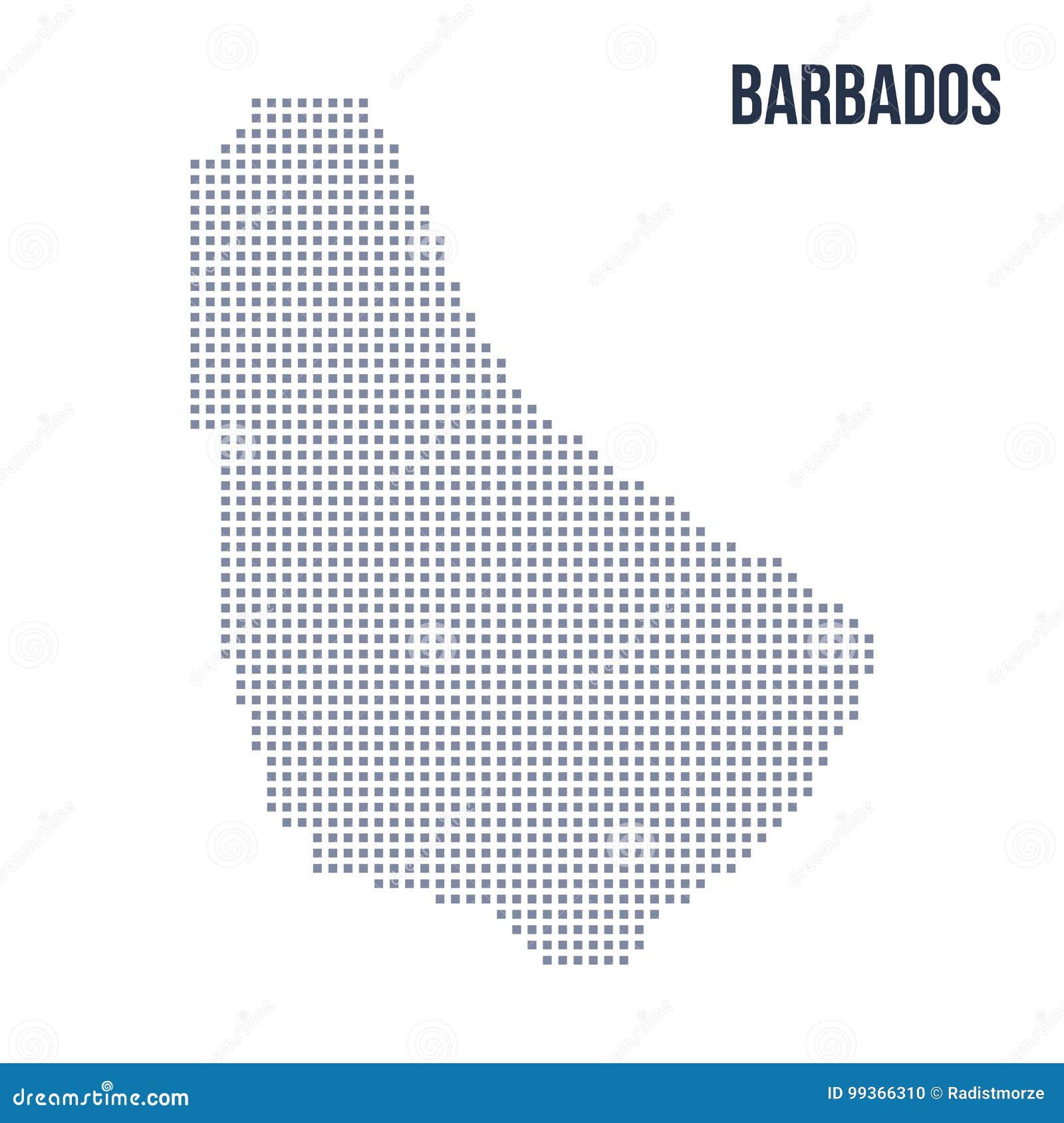 Vector Pixel Map Of Barbados Isolated On White Background Stock ...