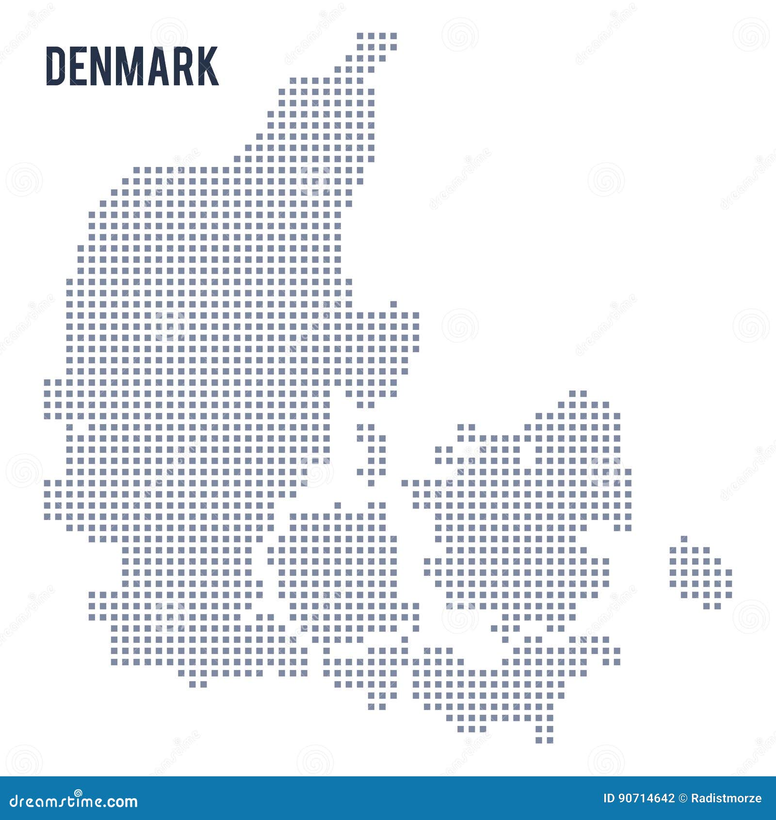 Vector Pixel Map of Denmark Isolated on White Background Stock Vector ...