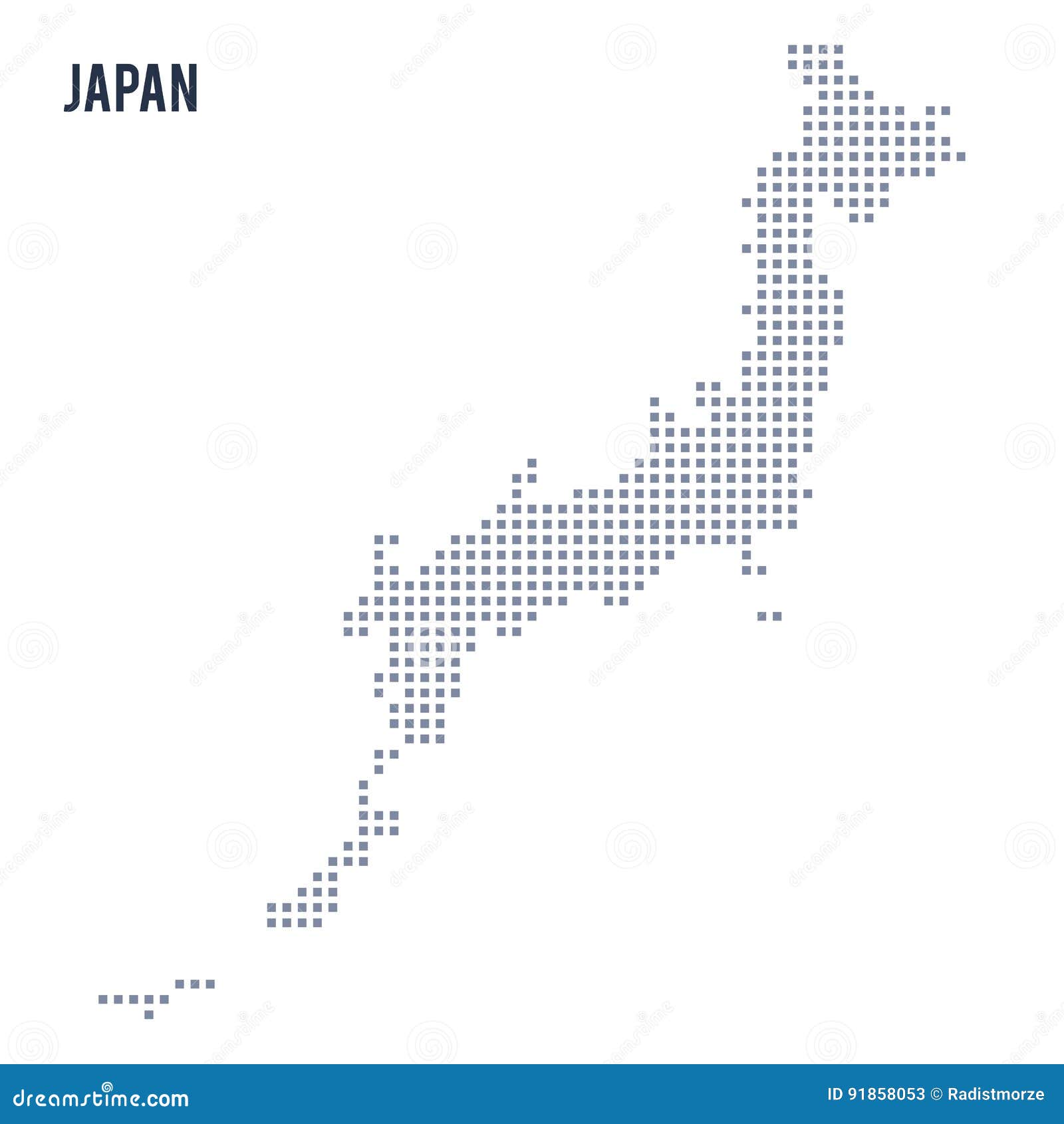Vector Pixel Map of Japan Isolated on White Background Stock ...