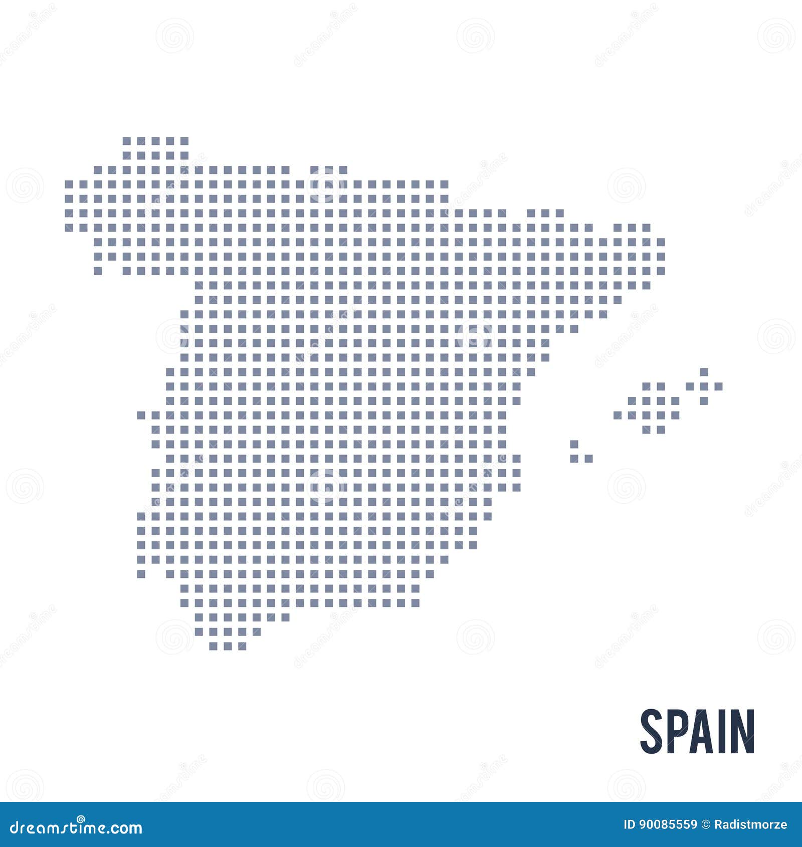 Pixel Map Of Spain. Vector Dotted Map Of Spain Isolated On White ...