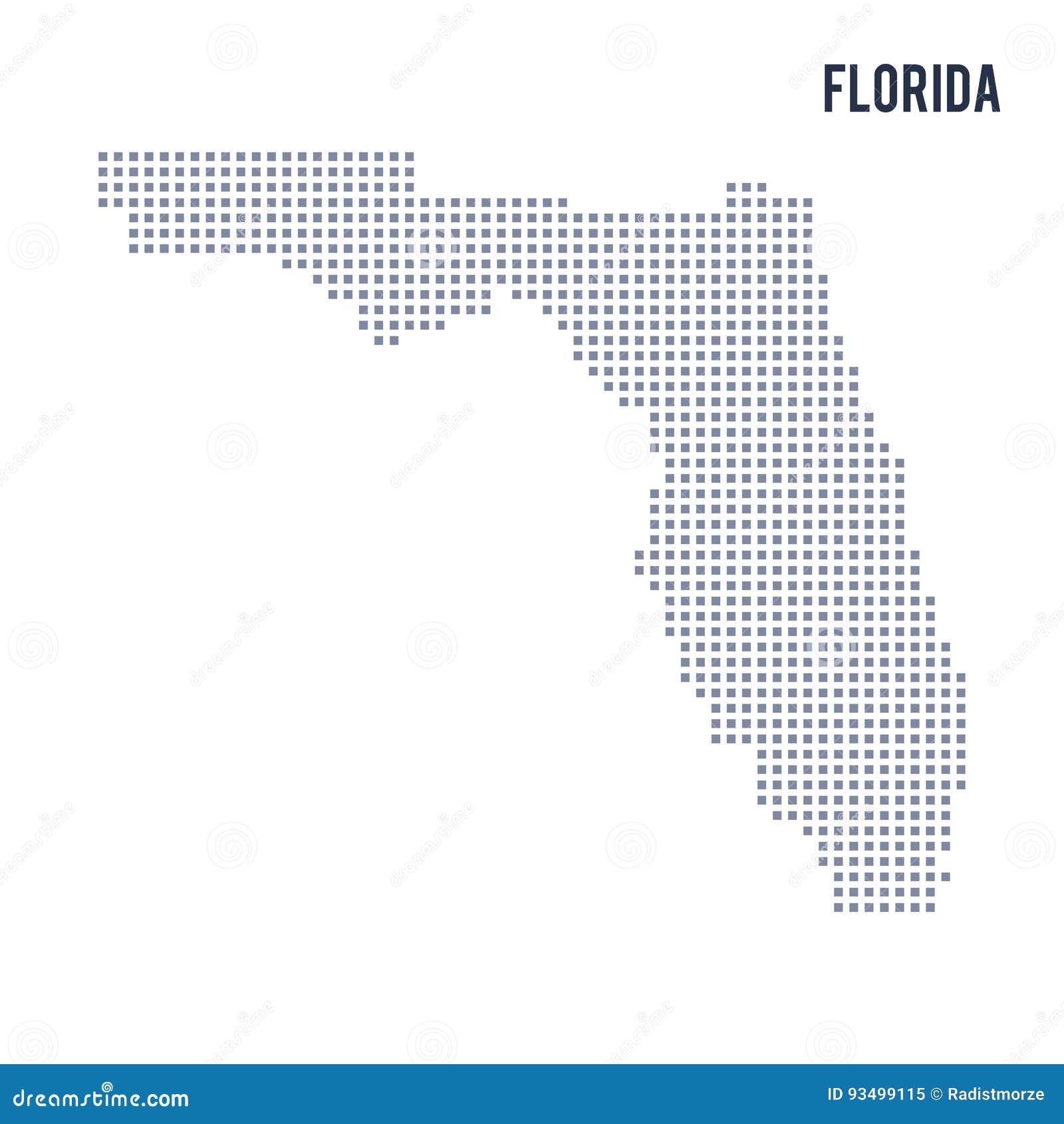 Vector Pixel Map State of Florida Isolated on White Background Stock ...