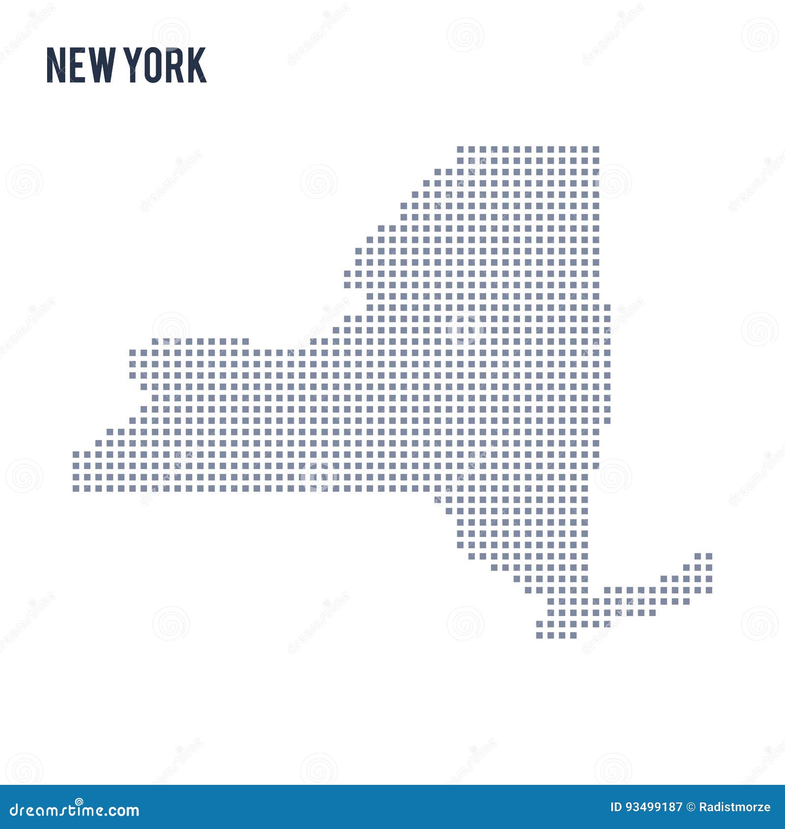 Vector Pixel Map State of New York Isolated on White Background Stock ...