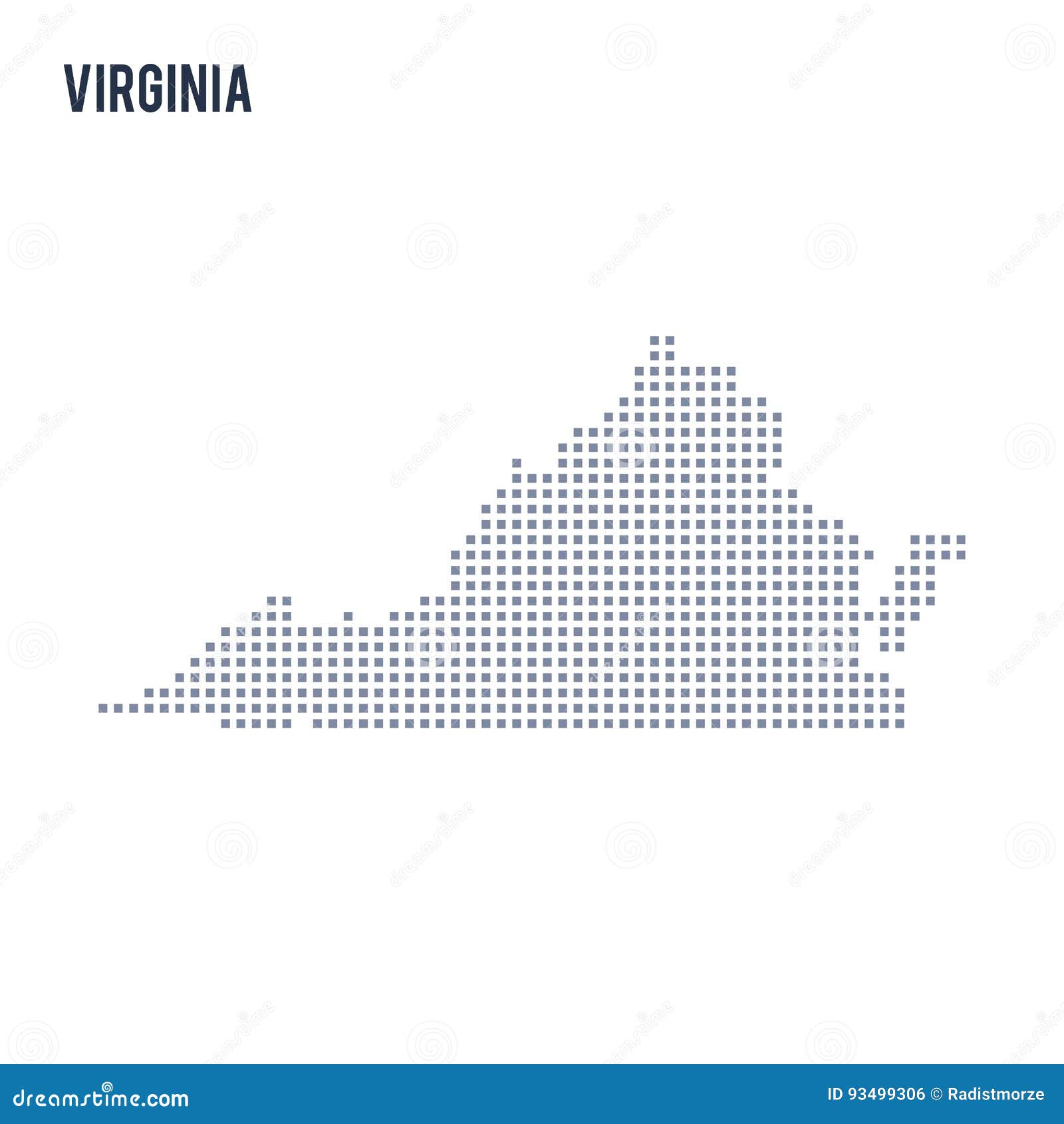 Vector Pixel Map State of Virginia Isolated on White Background Stock ...