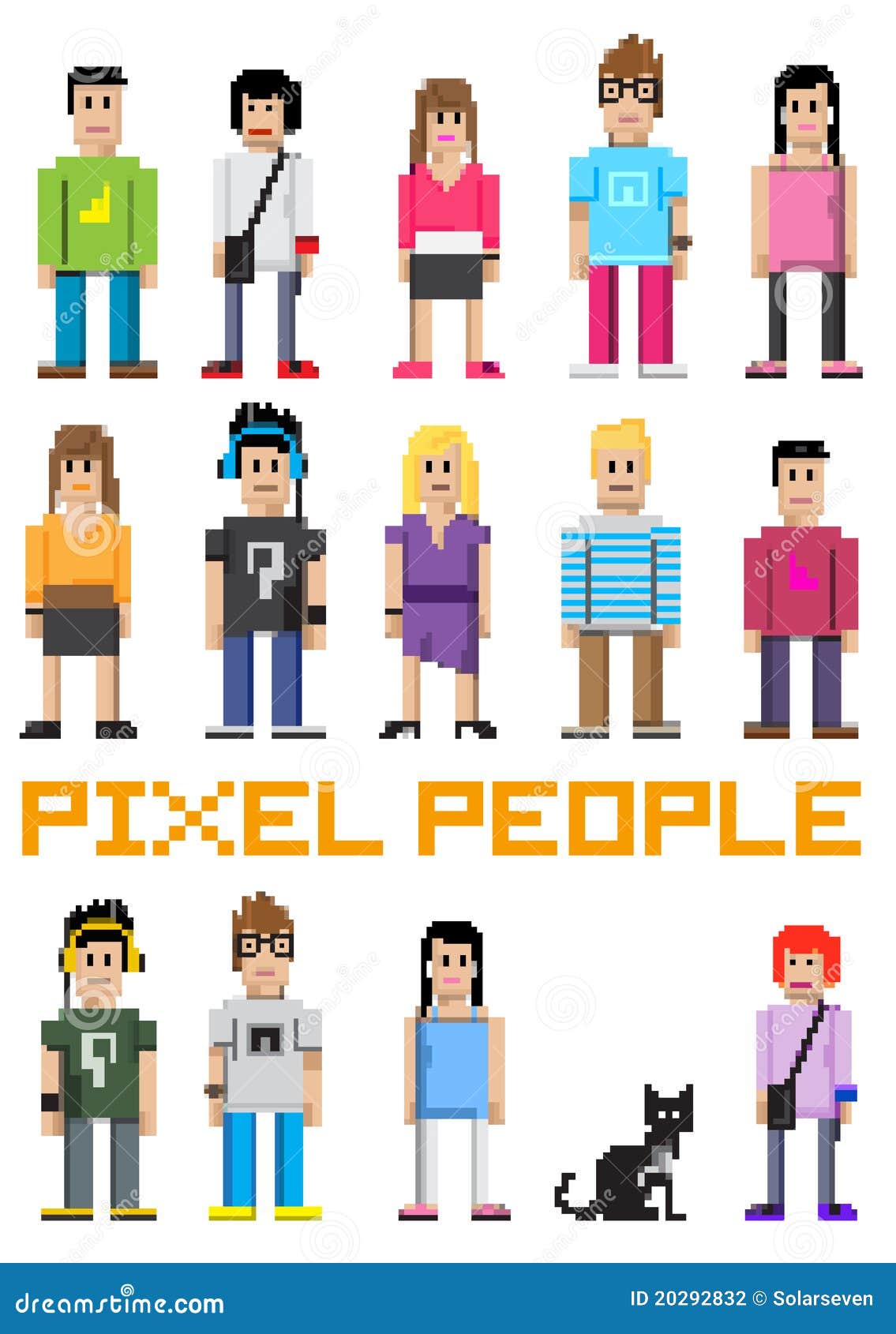Vector Pixel People! stock vector. Illustration of design - 20292832