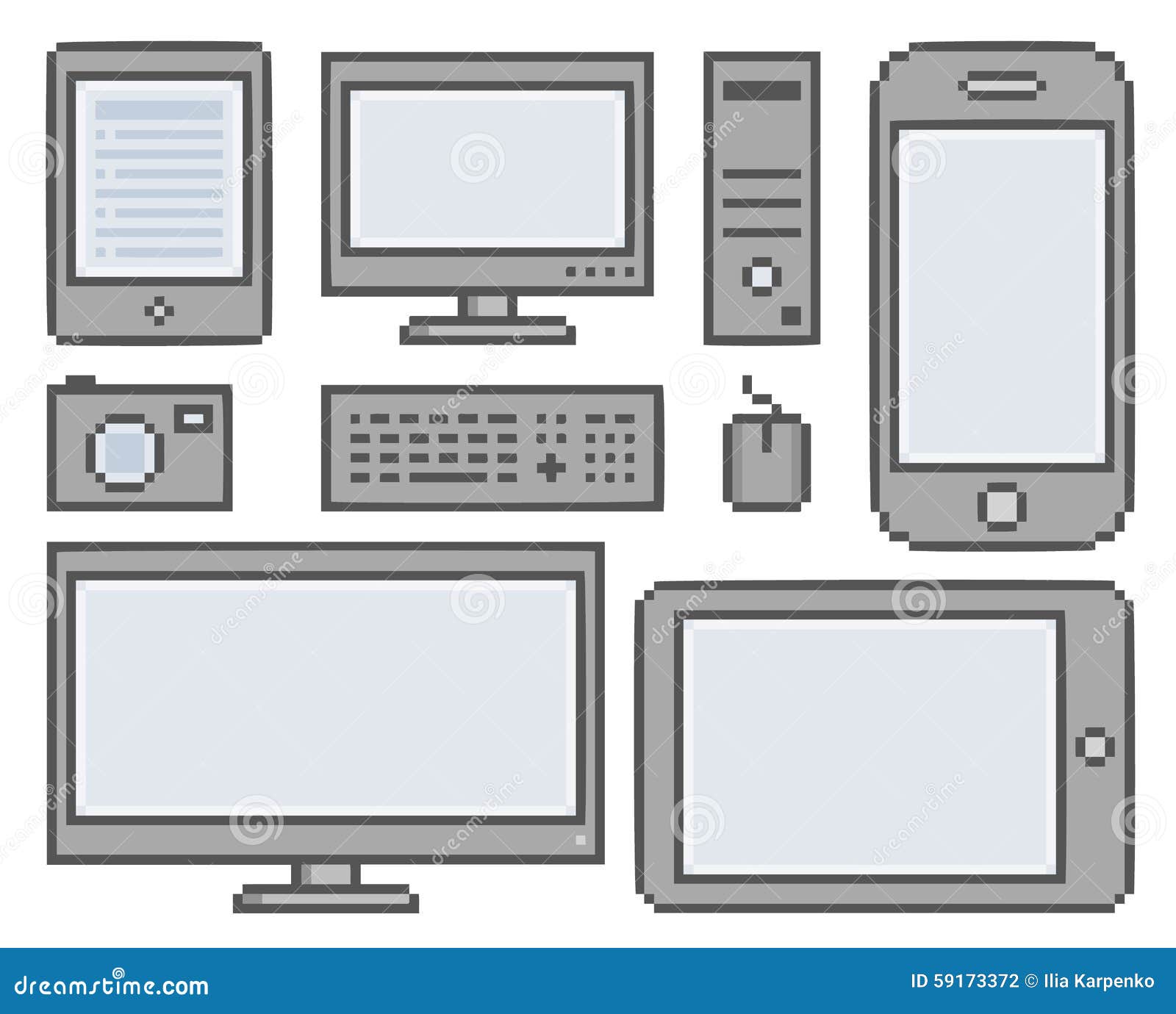 Vector Pixel Smart Phones and Gadgets Stock Vector - Illustration of ...