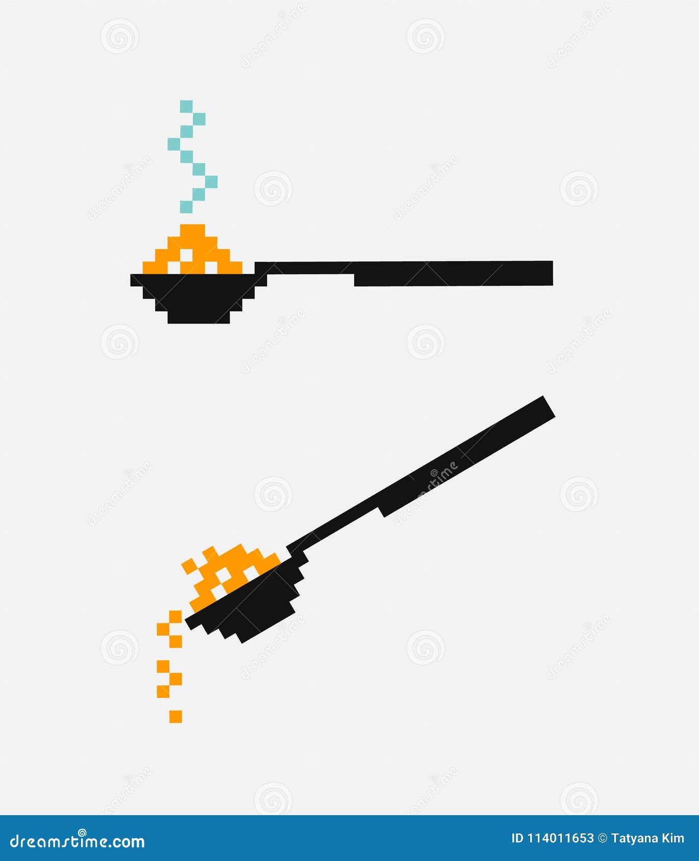 Vector Pixel Spoon with Hot Food. a Spoon Pours the Sugar Salt Food ...