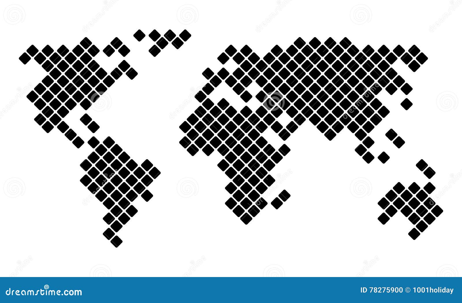 Vector pixel world map stock vector. Illustration of editable - 78275900