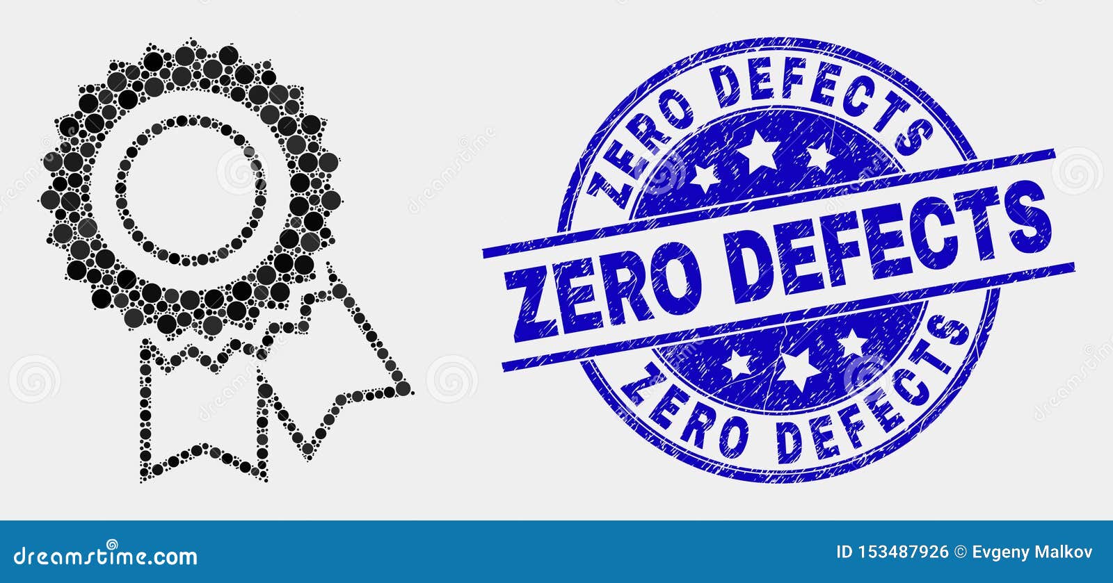 Vector Pixelated Award Seal Icon and Grunge Zero Defects Stamp Seal ...