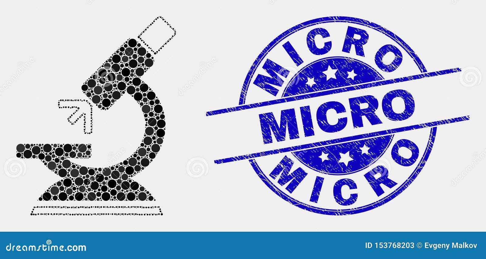 Vector Pixelated Microscope Icon and Grunge Micro Stamp Stock Vector ...