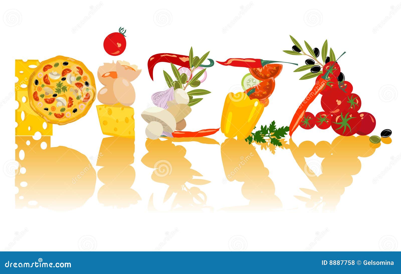 Vector pizza stock vector. Illustration of harvest, bake - 8887758