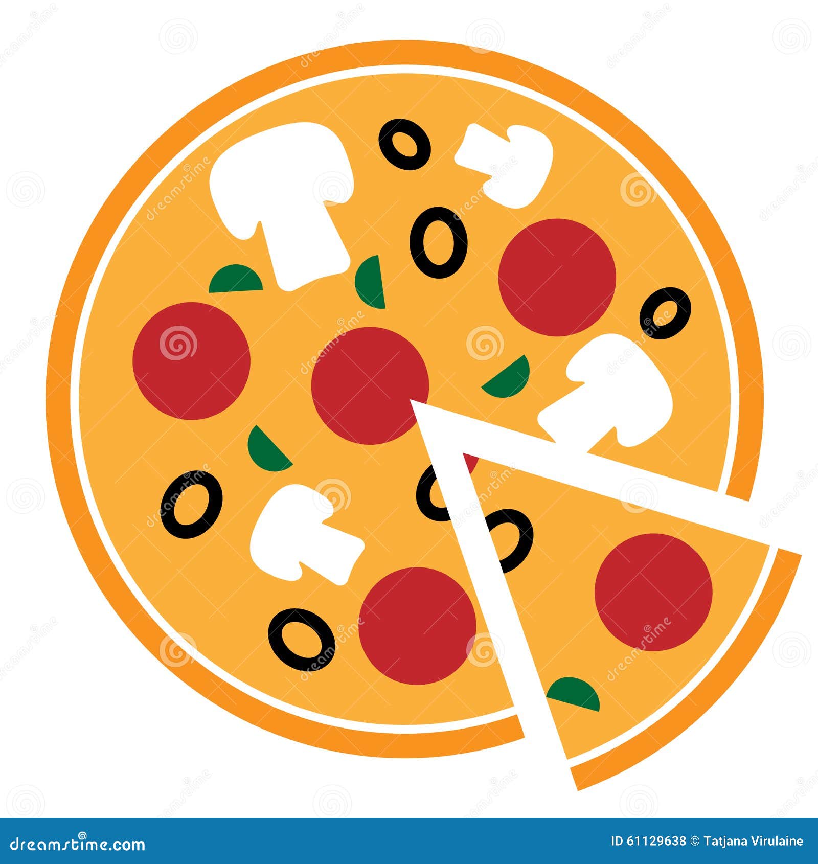 Vector pizza icon stock illustration. Illustration of emblem - 61129638