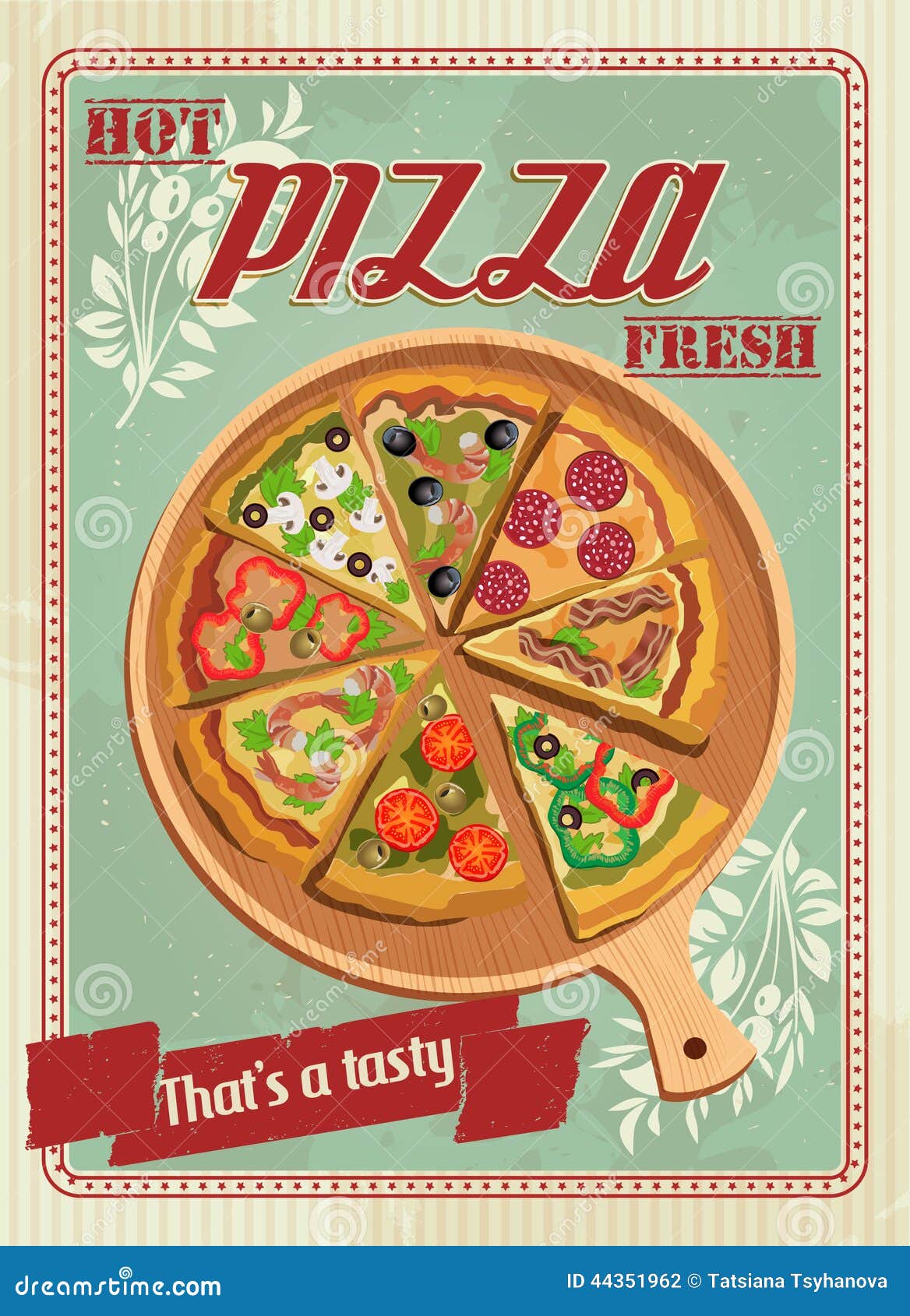 Vector Pizza Label or Poster Stock Vector - Illustration of italy ...