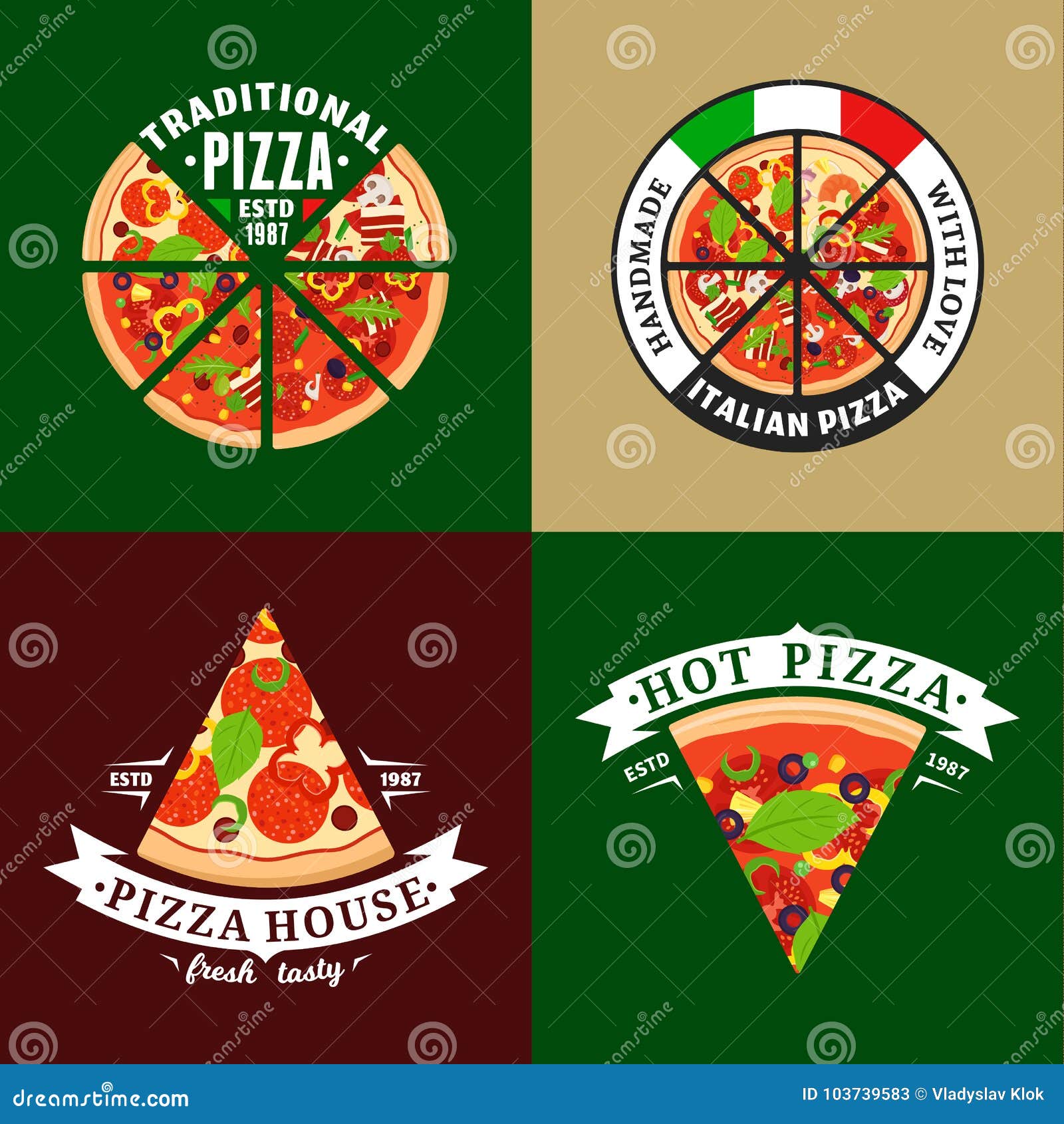 Vector pizza logo stock vector. Illustration of italian - 103739583
